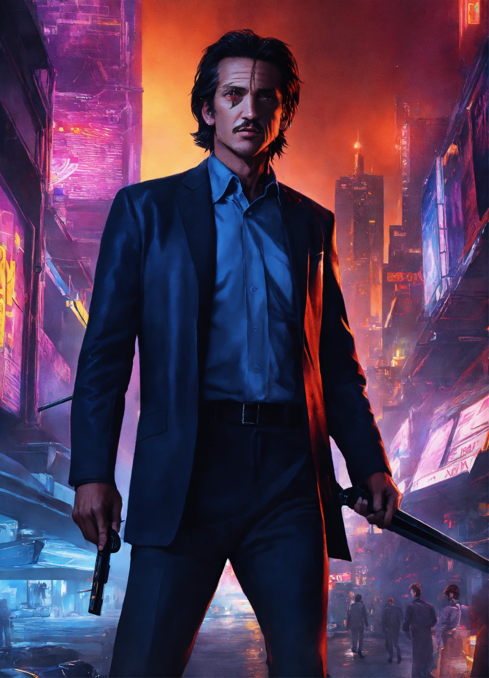 Lexica - Sean Penn is Nightcrawler of X-Men in a movie, in a cyberpunk ...