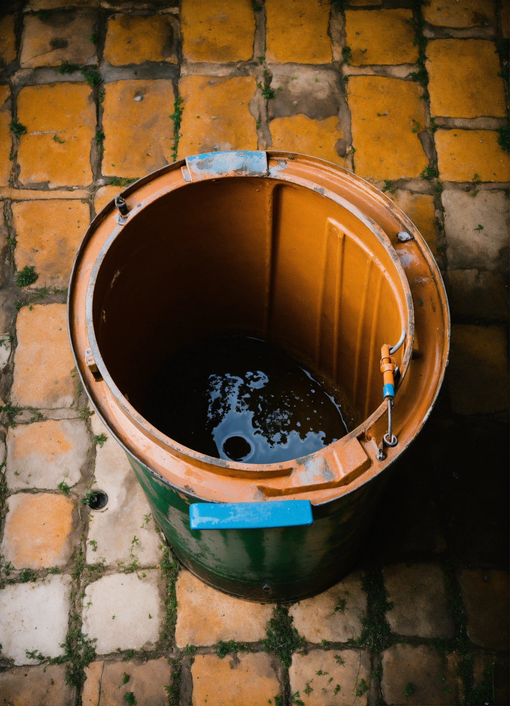 Lexica - Top view of bucket filled half with water