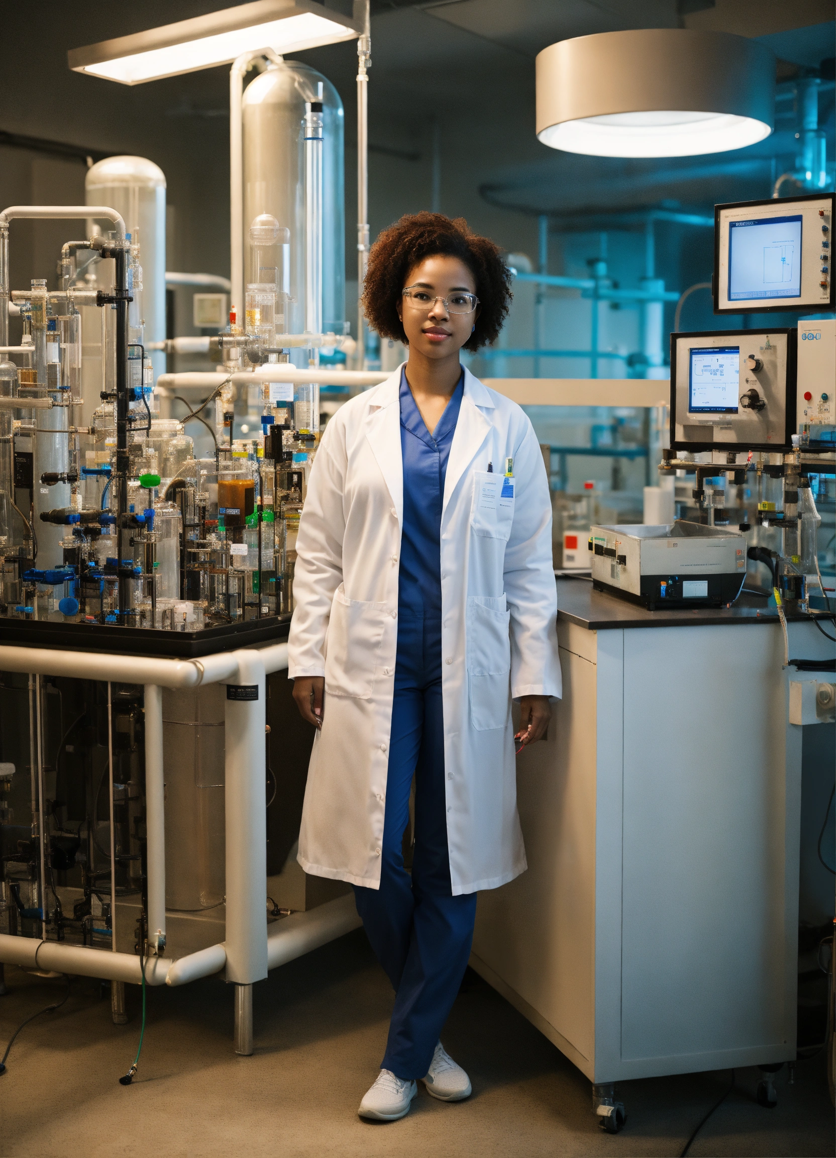 Lexica - Interracial female scientis in a white labcoat stading in ...
