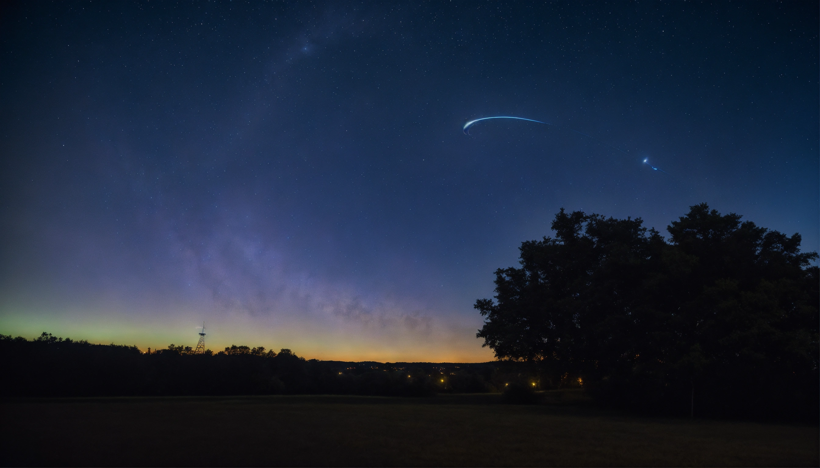 Lexica - Starlink or UFO? night sky realistic photograph