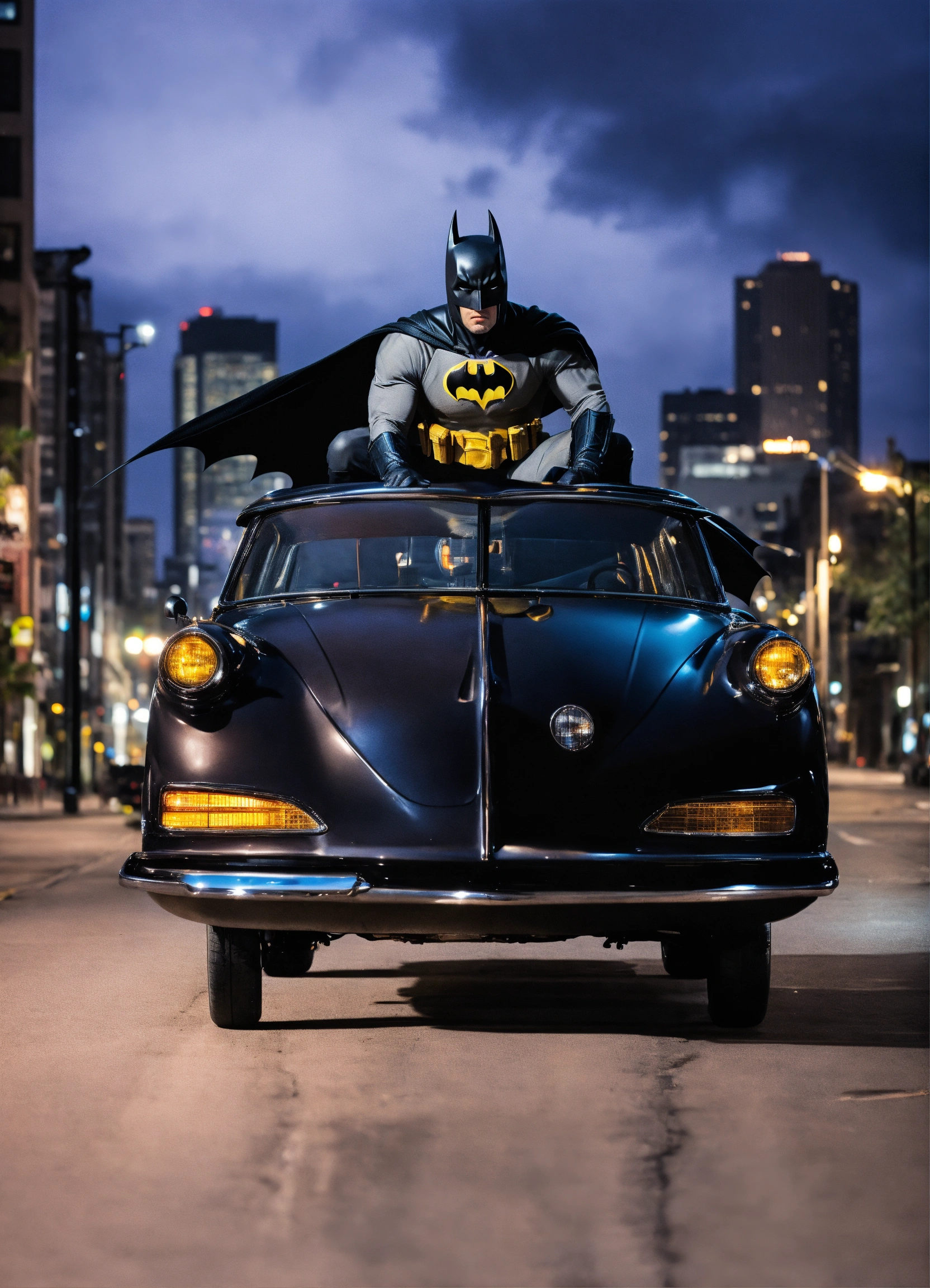 Lexica - Batman riding a car
