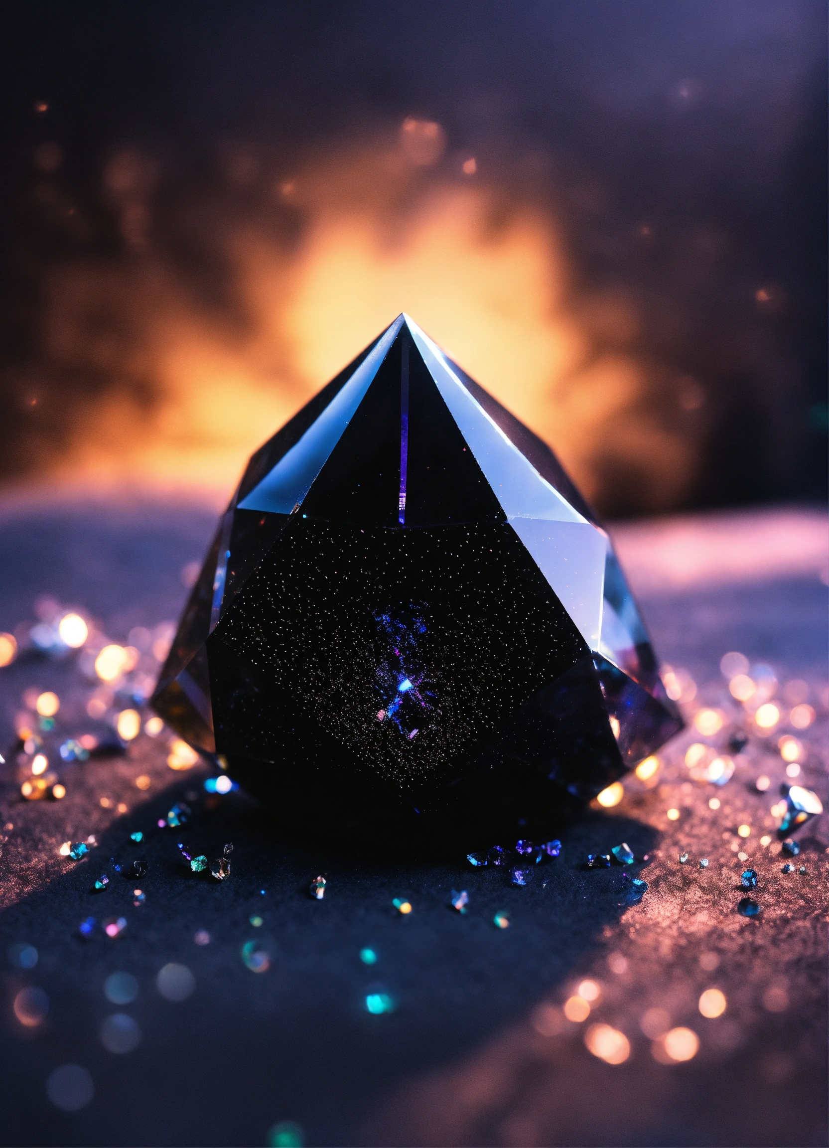 Lexica - A black, magic crystal with little white dots in it.