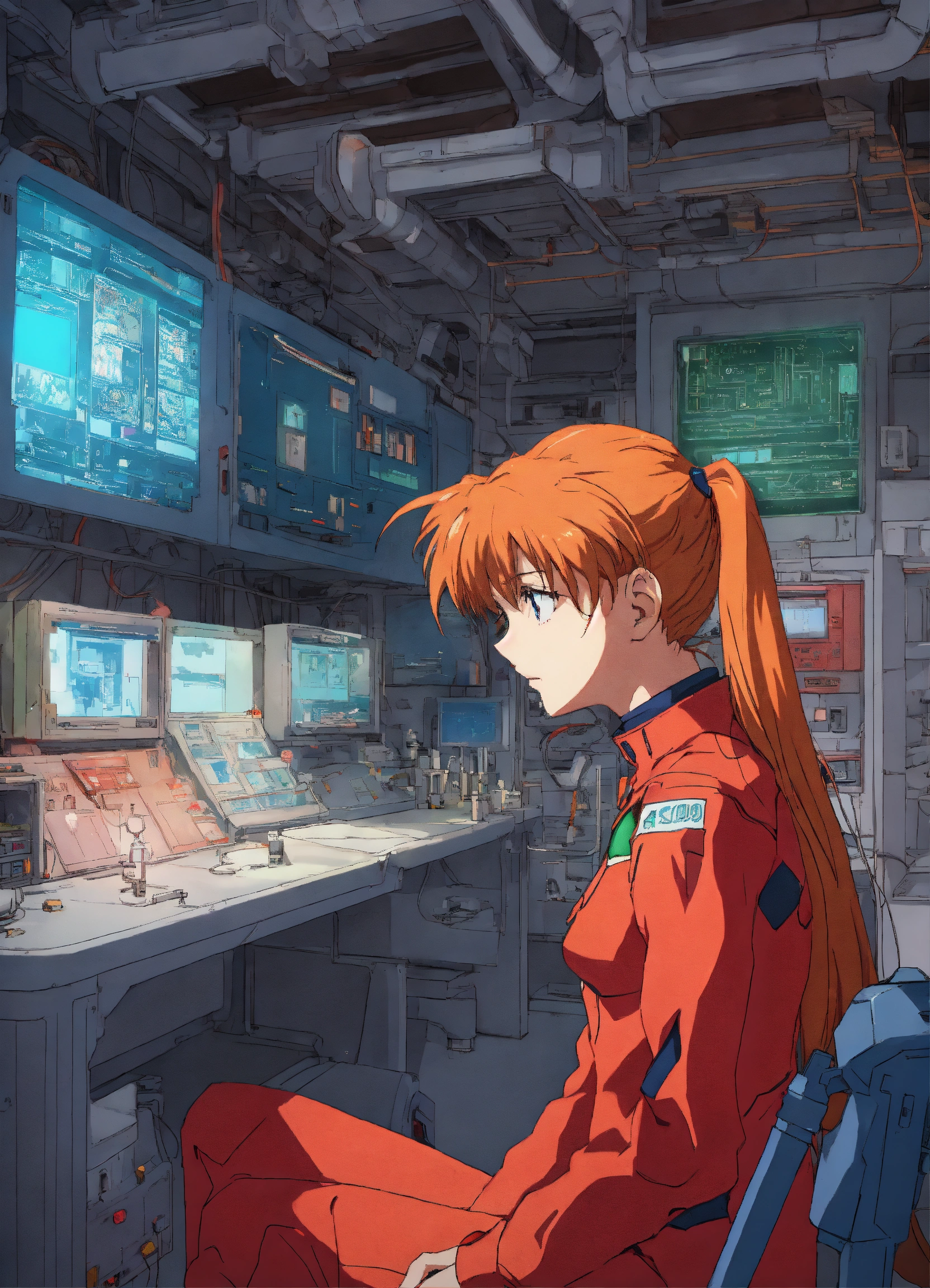 Lexica - Anime illustration of a stressed out Asuka Langley Soryu from ...