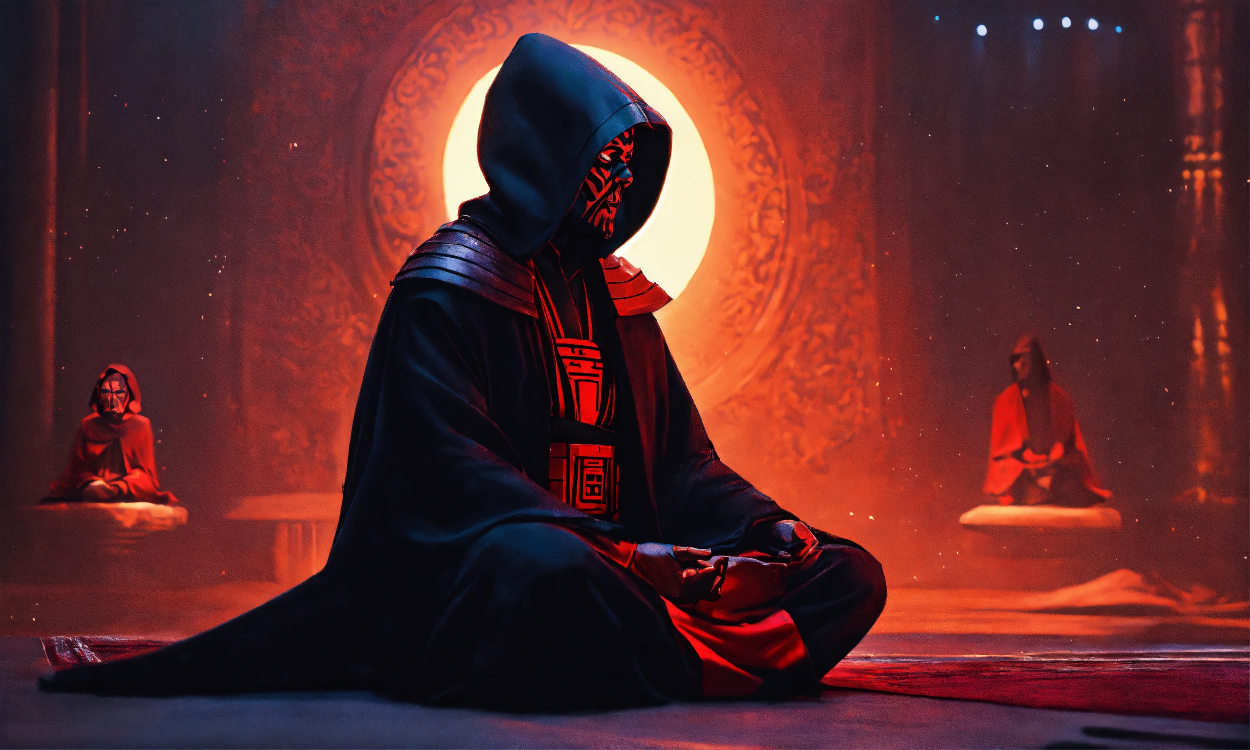 Lexica - Sith darth maul meditating with hood