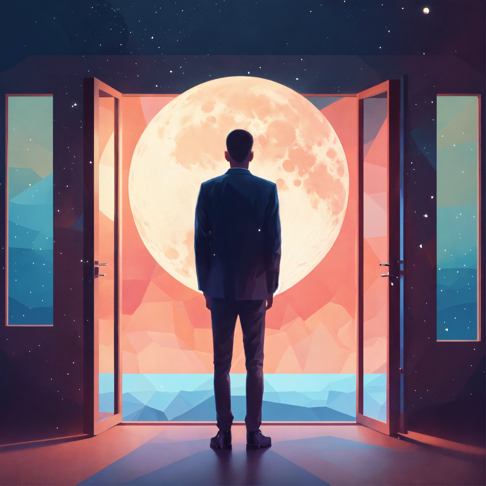 Lexica - A figure standing inside his head , looking outside and seeing ...