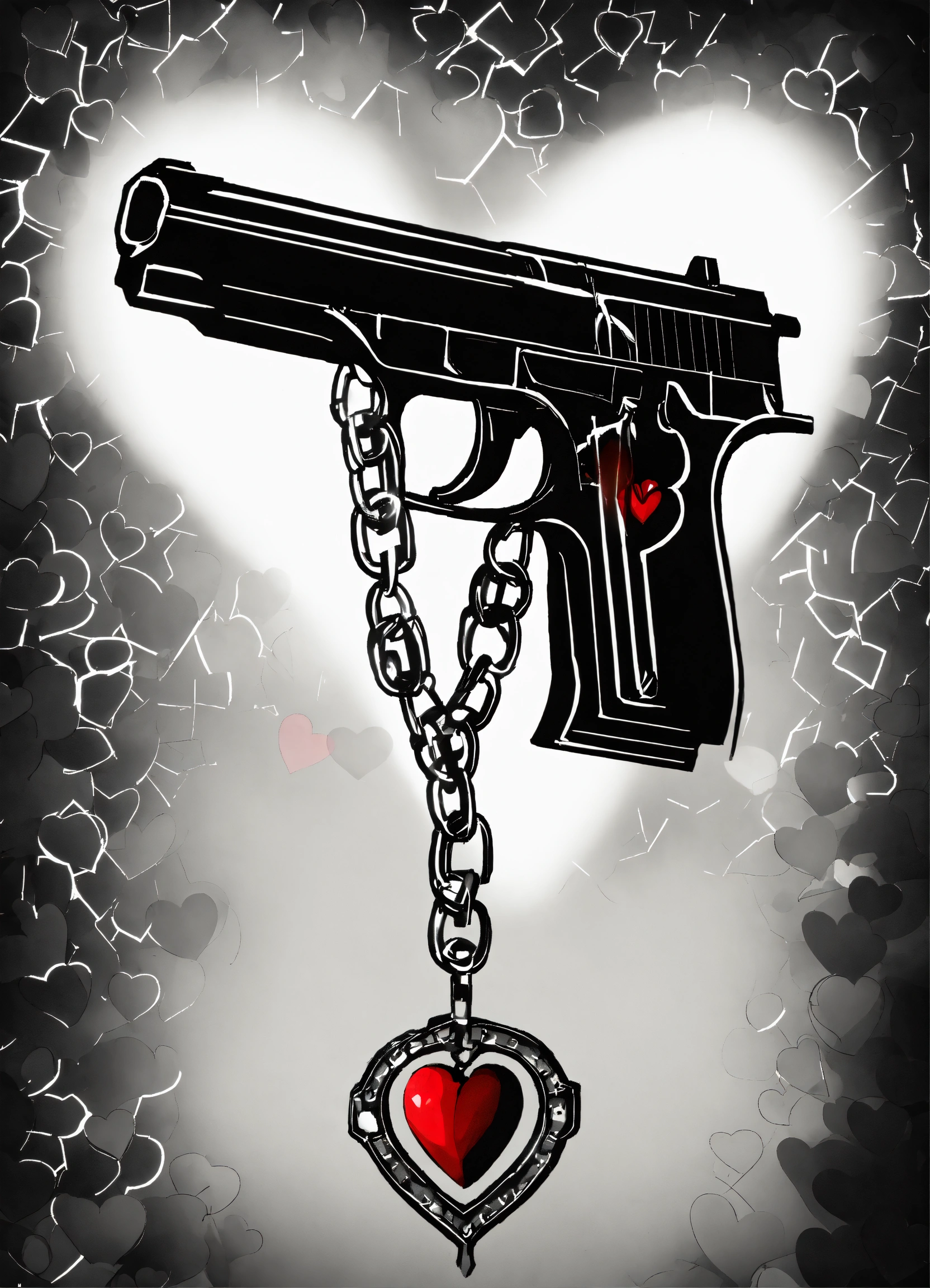 Lexica - Classy black & white stylish drawing of a single handgun ...