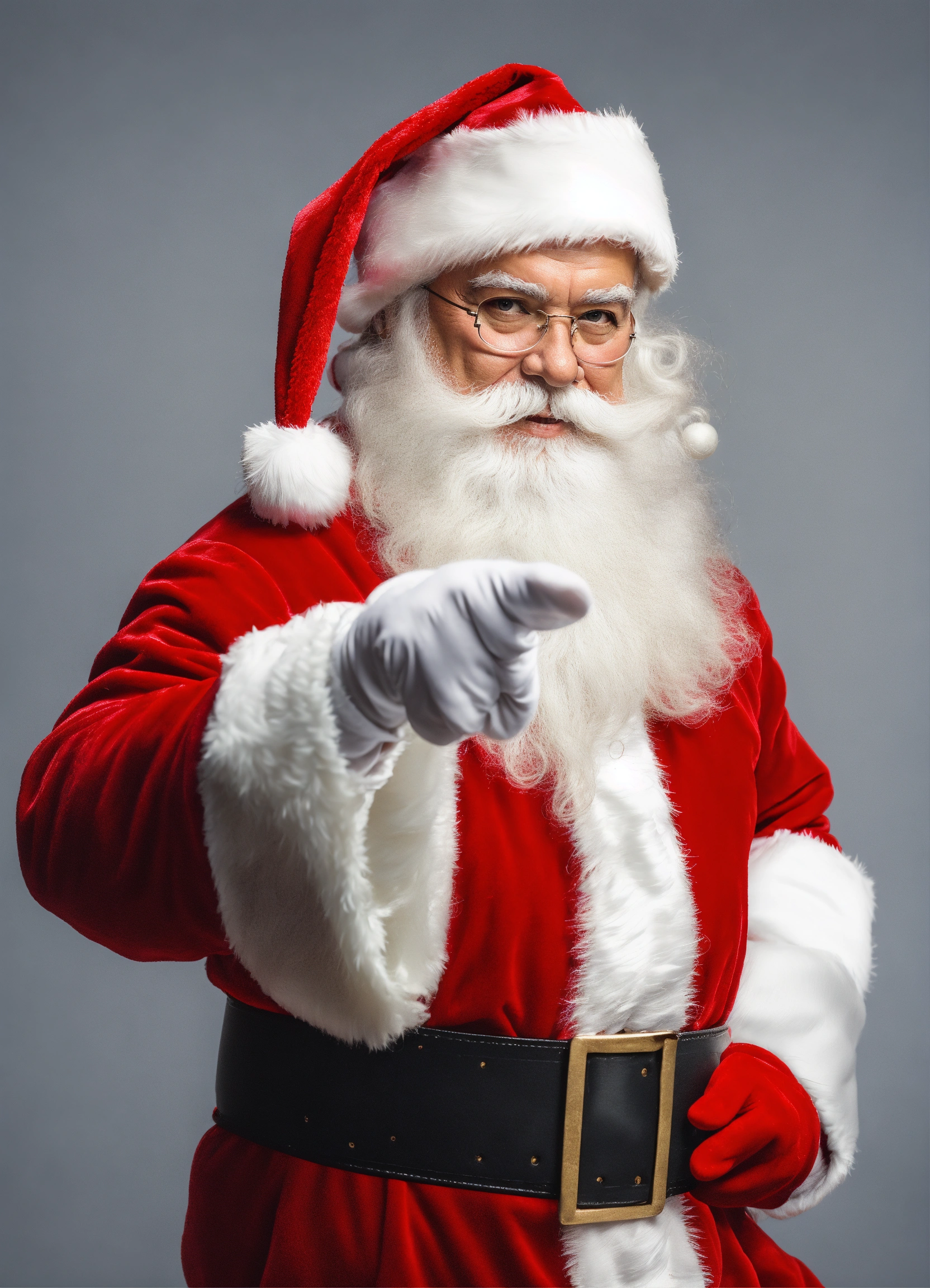 Lexica - Only santa hand pointing on plain background