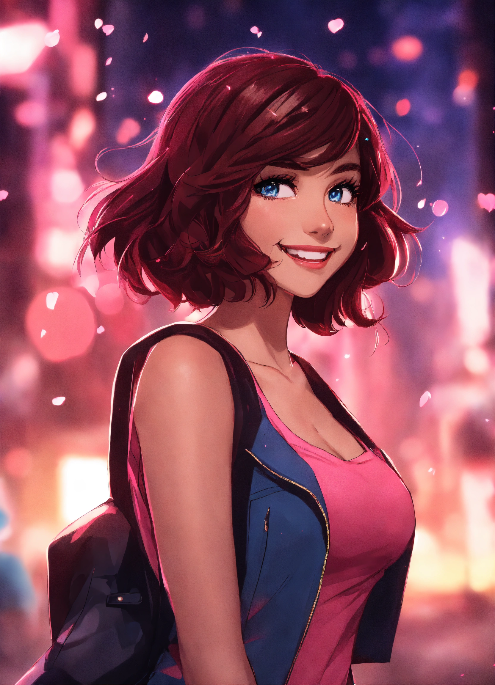 Lexica - Comic book style, pink and black theme, bokeh, animated character 24 year old girl ...