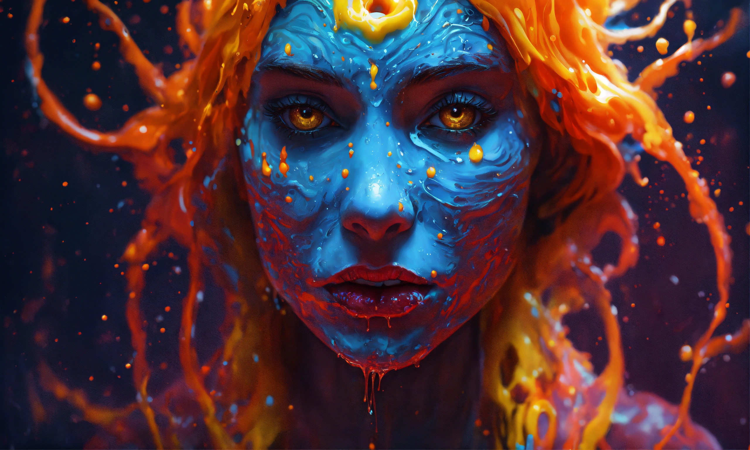Lexica - Splash art, a quirky liquid portrait of a hauntingly beautiful ...