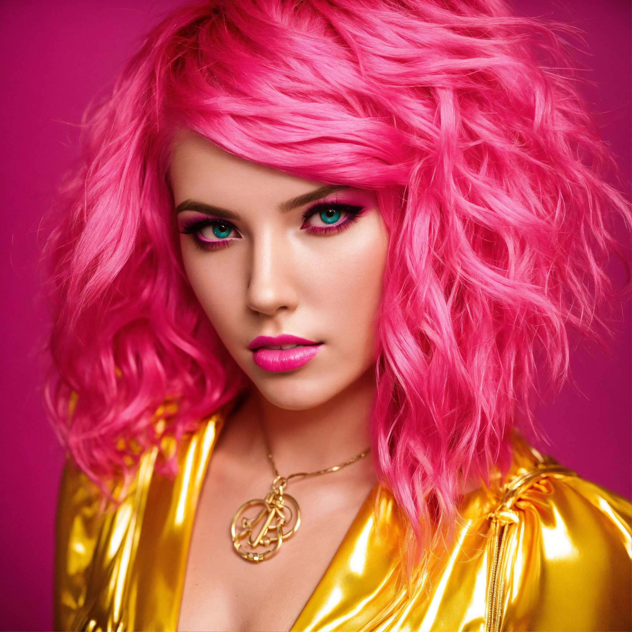 Lexica - Hot Gold Full Body Alecia Beth MooreHot Pink Hair, Hot Pink Hair, Hot Pink Eyes, Hot ...