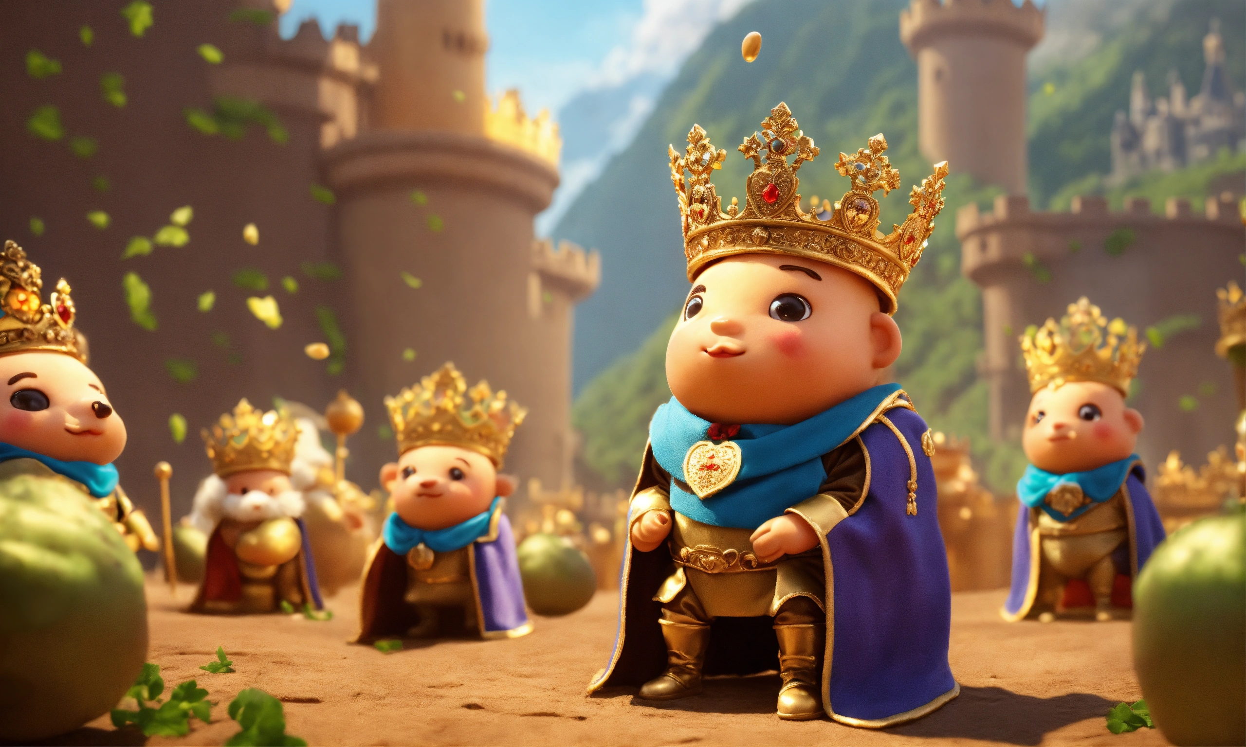 Lexica - Tiny potato kings wearing majestic crowns, sitting on thrones ...