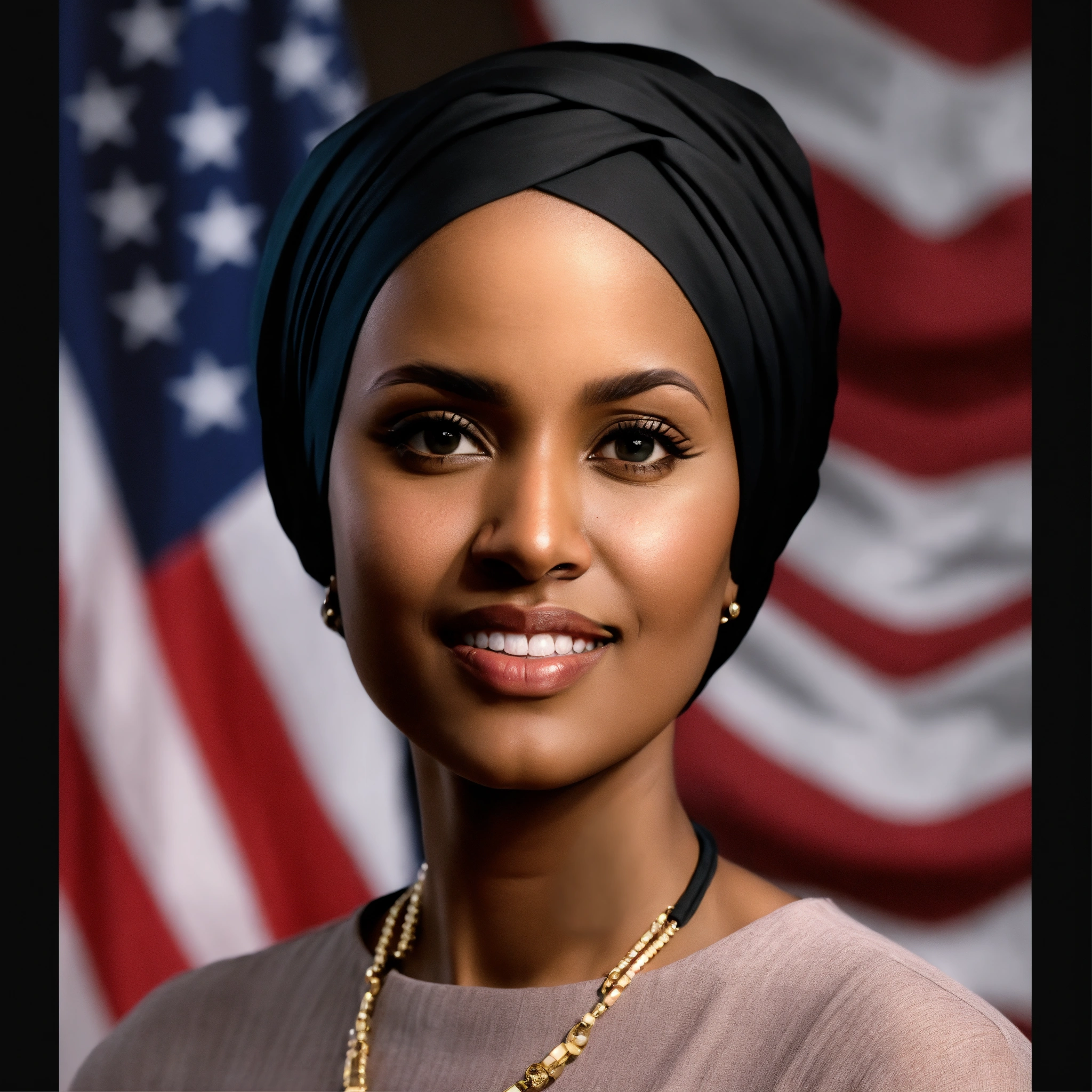 Lexica - Create a photorealistic self-portrait of Ilhan Omar black ...