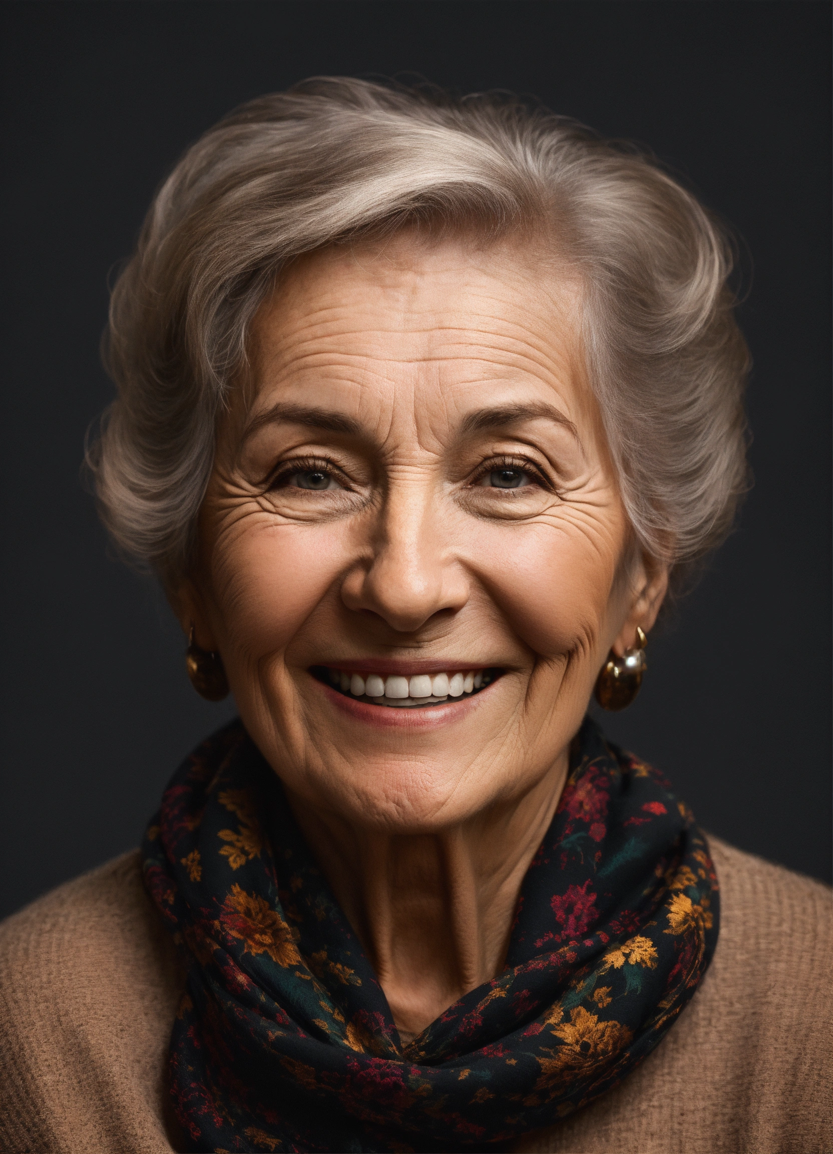 Lexica - Happy old woman smiling friendly lovely front on symmetrical ...