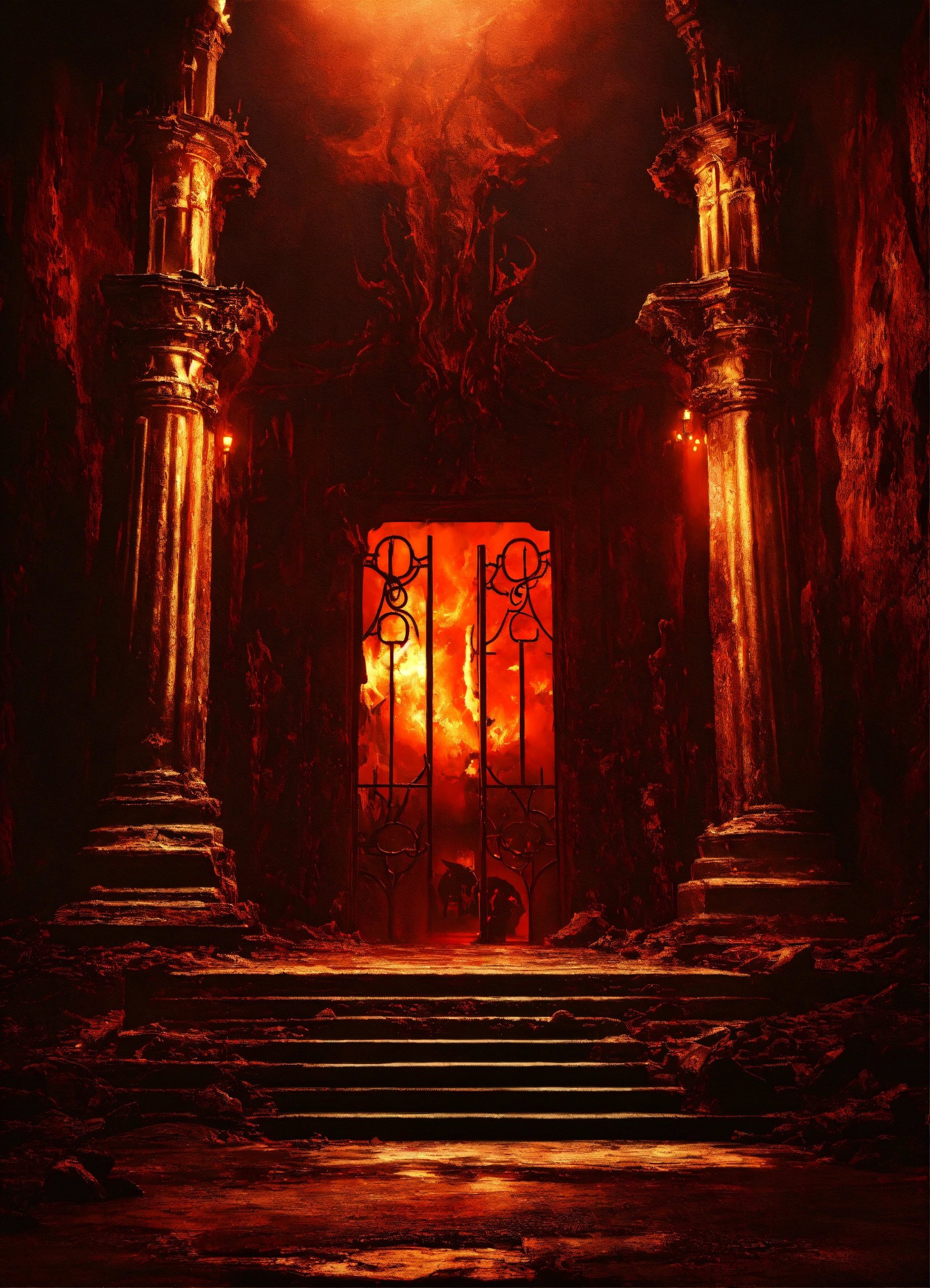 Lexica - Pit fiend hall entrance in hell, digital art