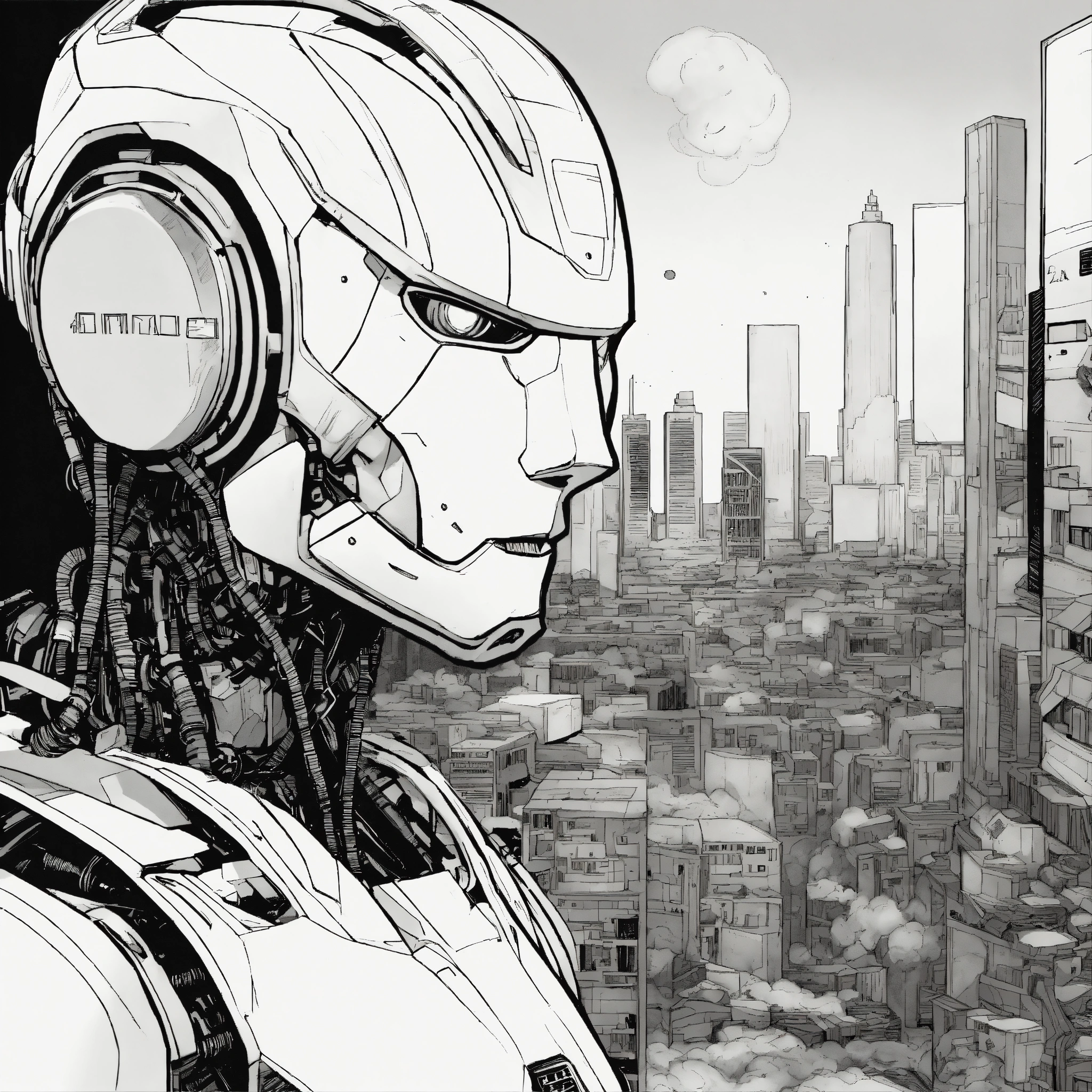 Lexica - A comic book panel about robots taking over the world, simple ...