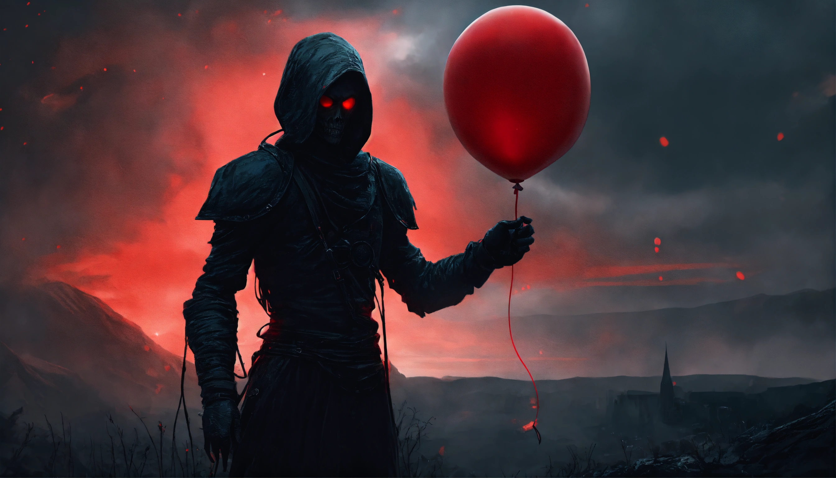 Lexica - Dark aesthetic, a creepy dark humanoid figure, holding a red ...