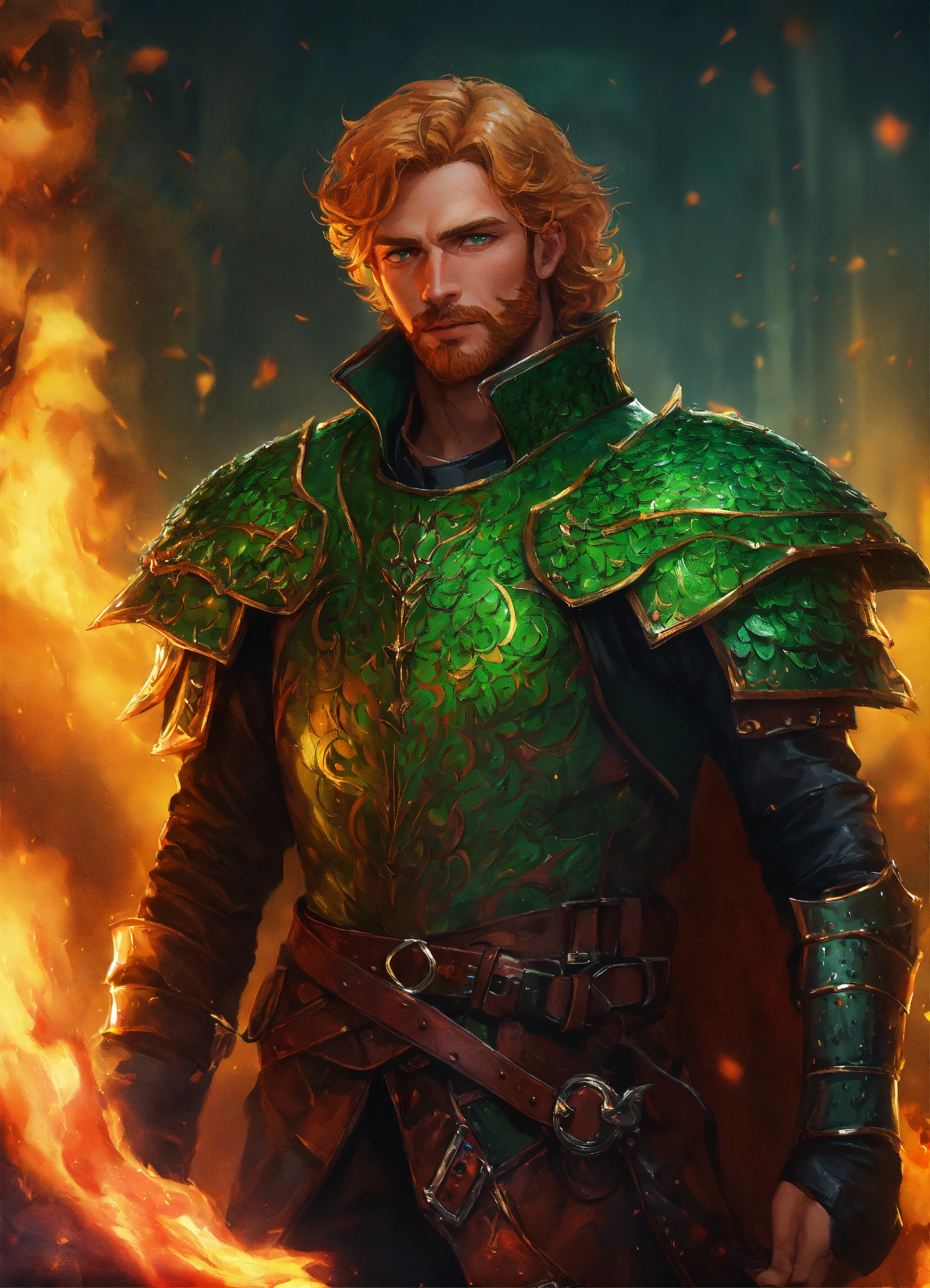 Lexica - The King of Hell. Male with a rounded jawline, bright green ...
