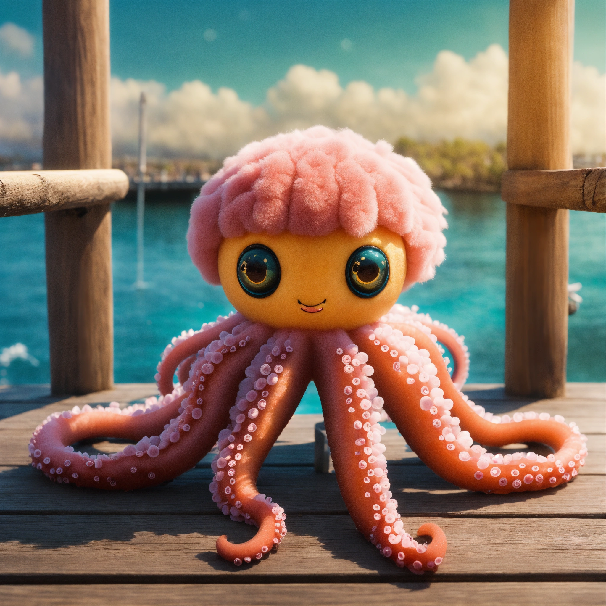 Lexica - Fluffy fairy cute octopus with long soft fur in the style of ...