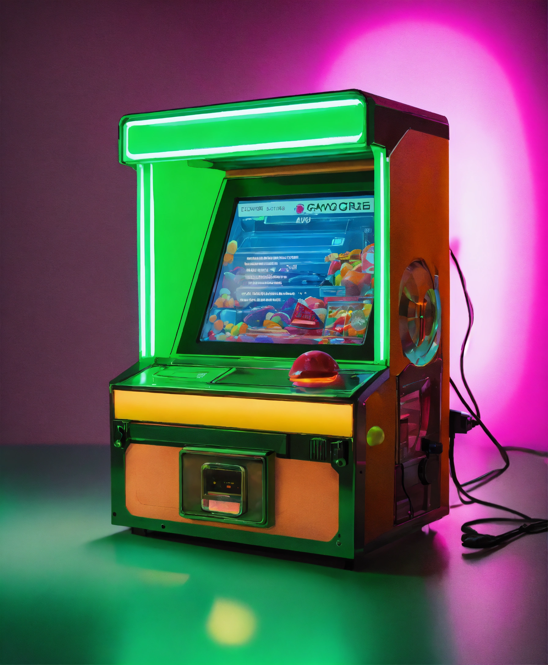 Lexica - Claw machine grabbing a retro futuristic very simple device ...