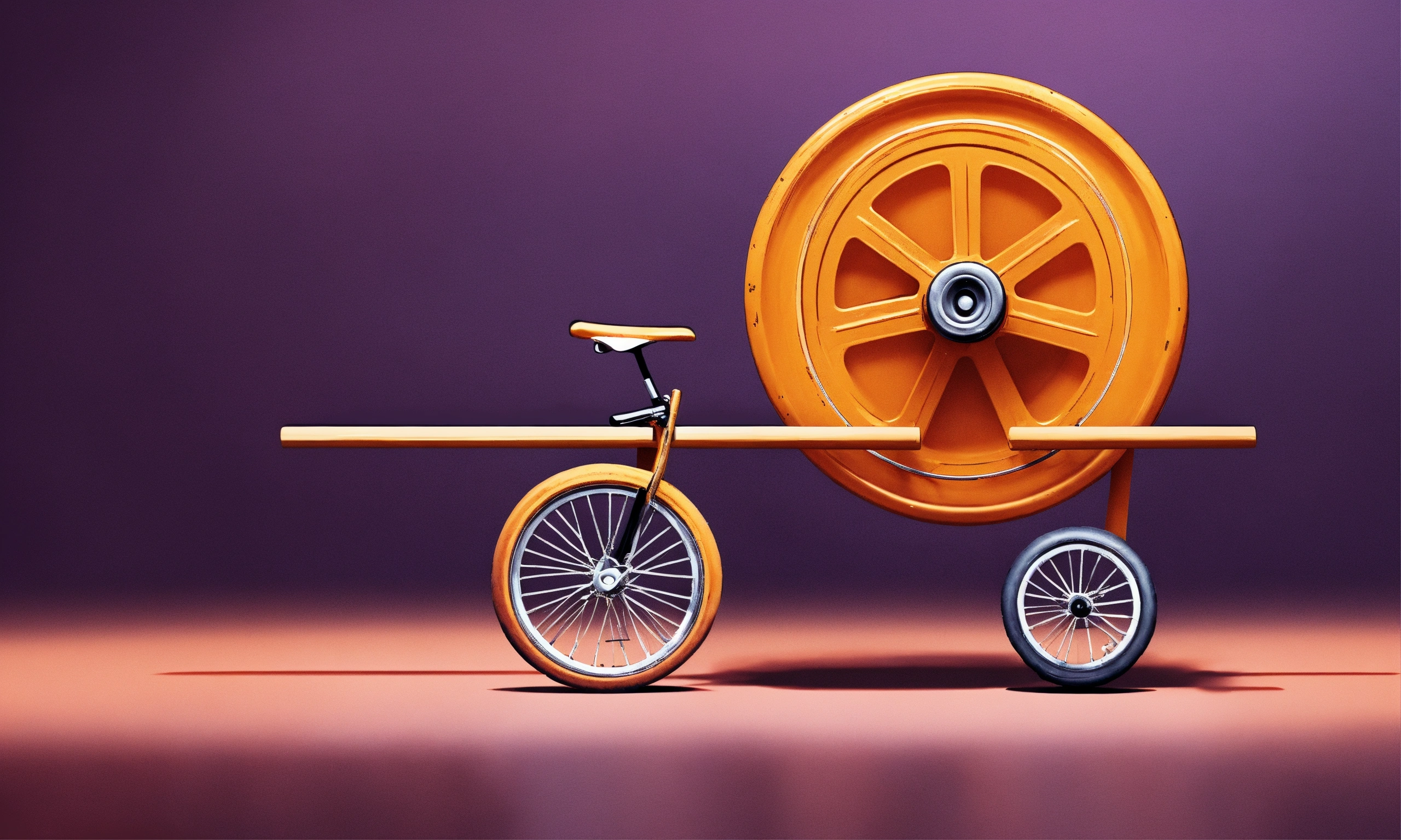 Lexica - Create an illustration featuring a very small wheel, rolling ...