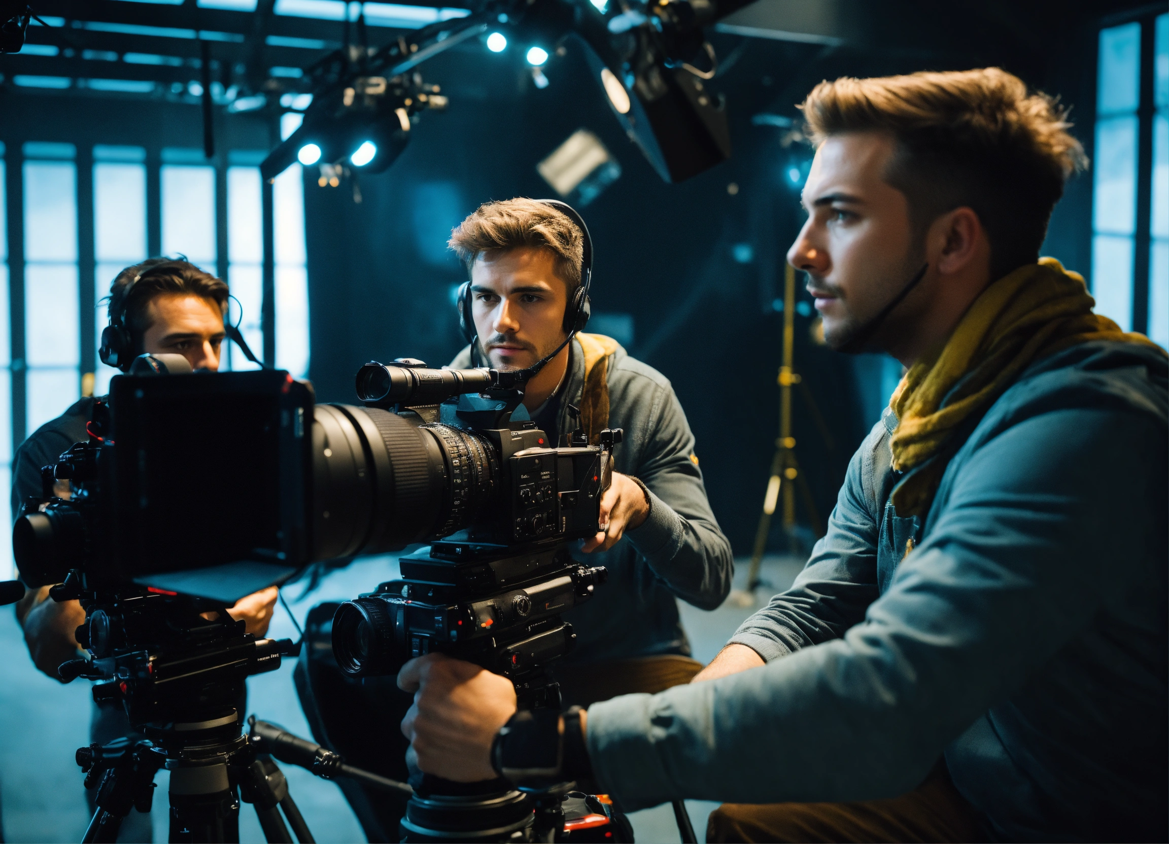 Lexica - The operator looks directly into the viewfinder, he is on the ...