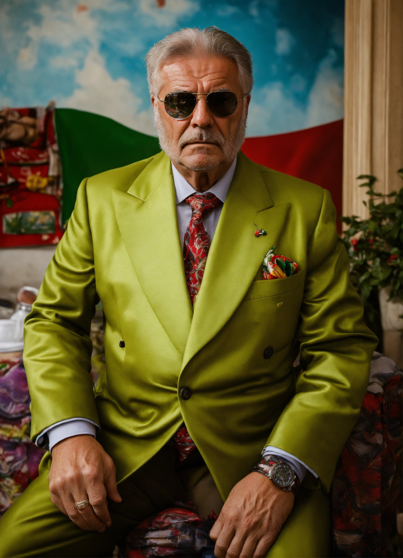 Lexica - Intimidating Italian uncle, glistening with perspiration.