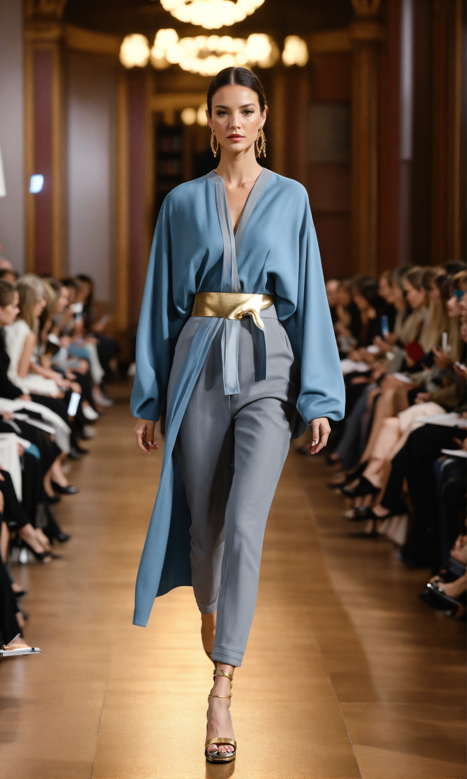 Lexica - 3d realistic photo of female journalist walking runway during ...