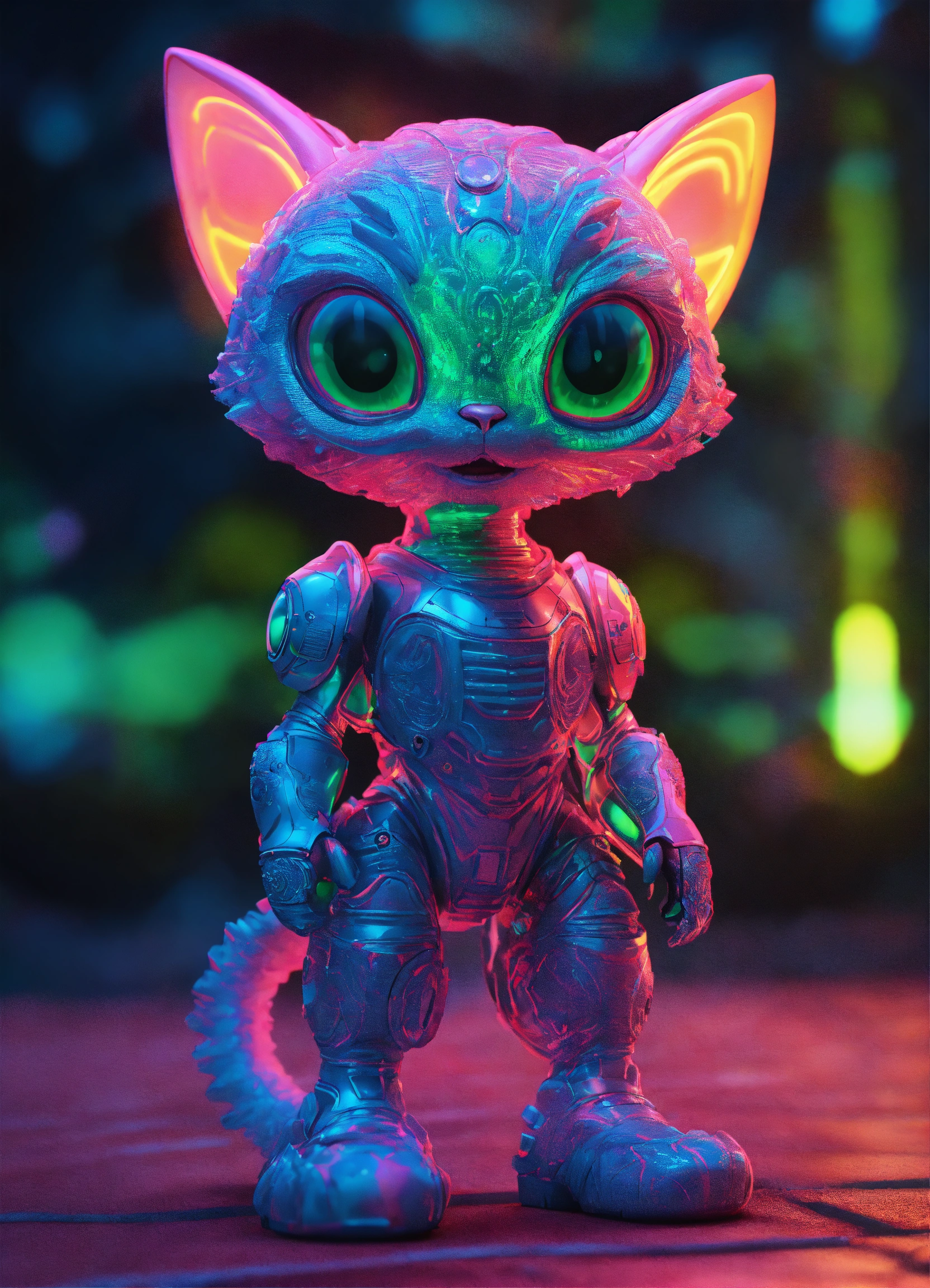 Lexica - Gelly cute adorable alien monster, full-body, neon glow colors ...