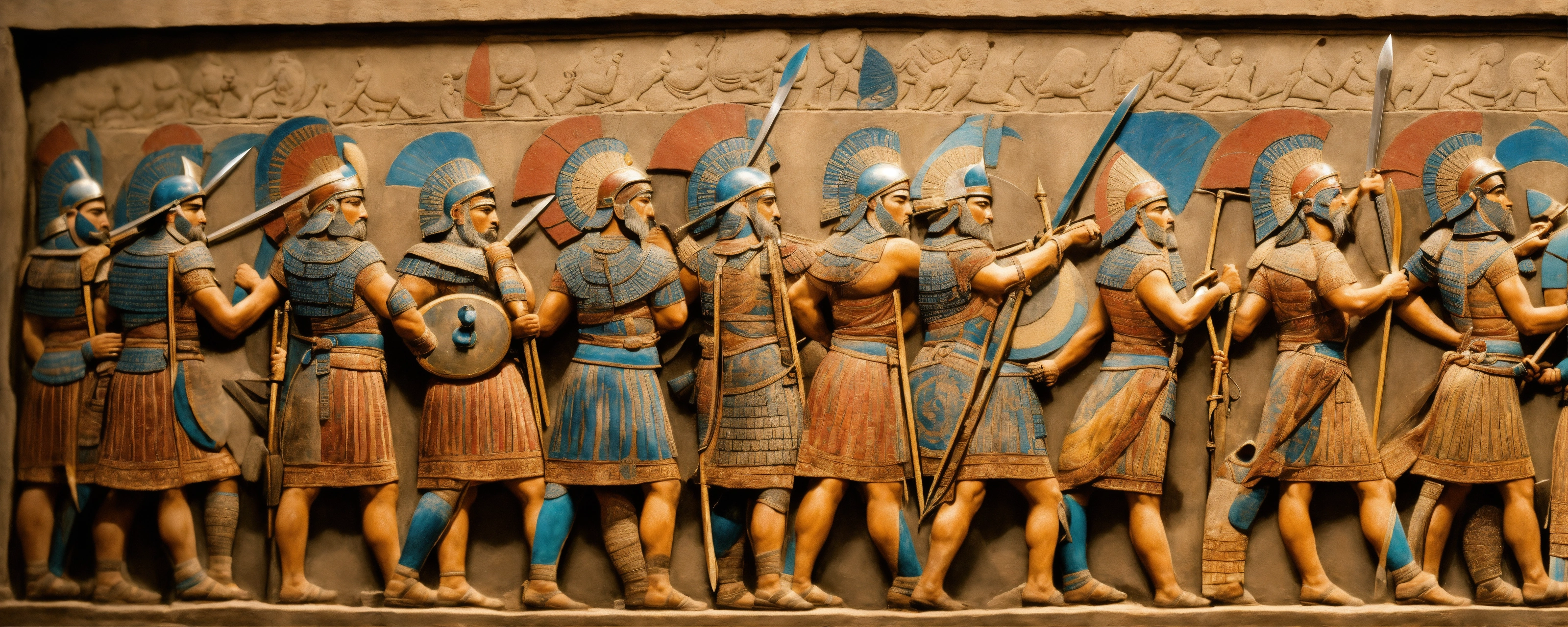 Lexica - Intricately painted ancient Assyrian frieze that portrays a ...