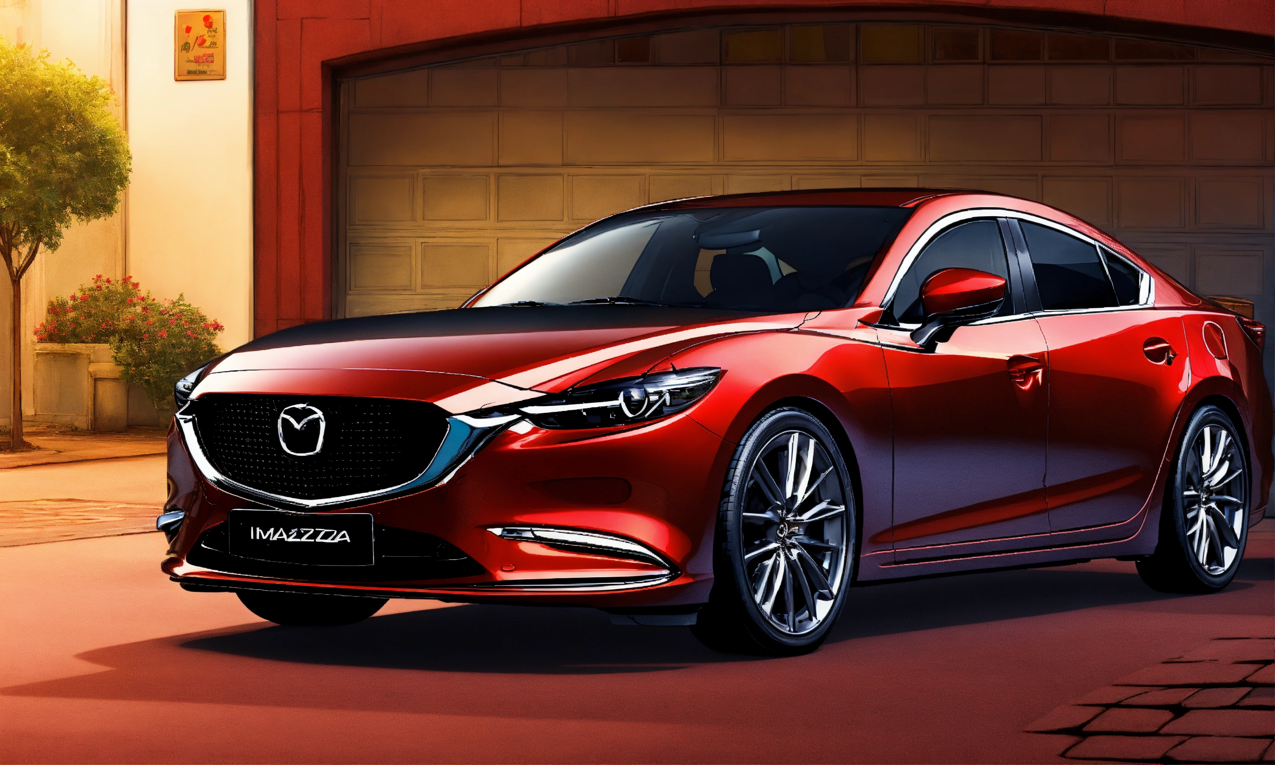 Lexica - Mazda 6, red, cartoon, sticker
