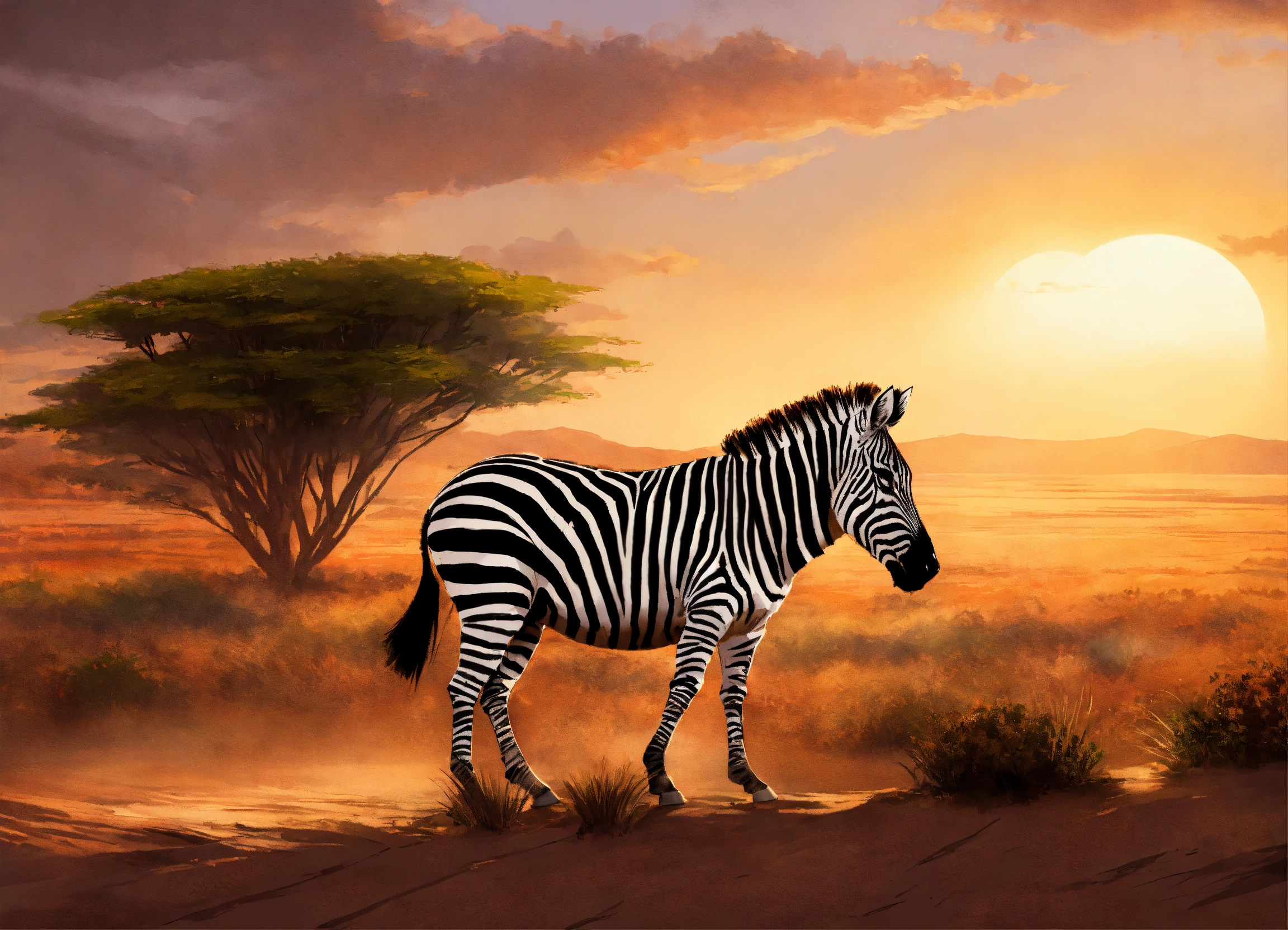 Lexica - Concept art of a brown zebra with only a few stripes running ...