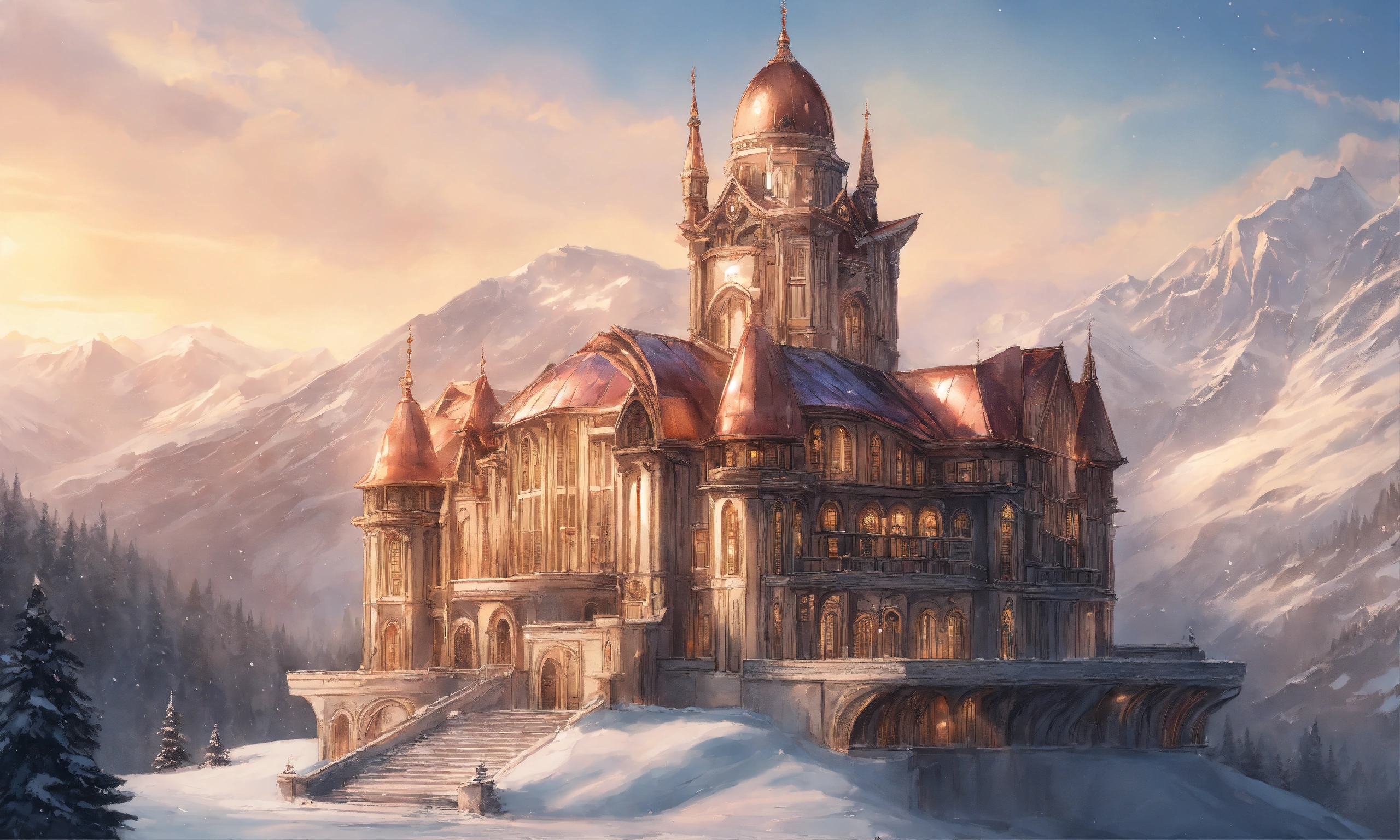 Lexica - Drawing of the full image of an elegant high elf sci fi palace ...