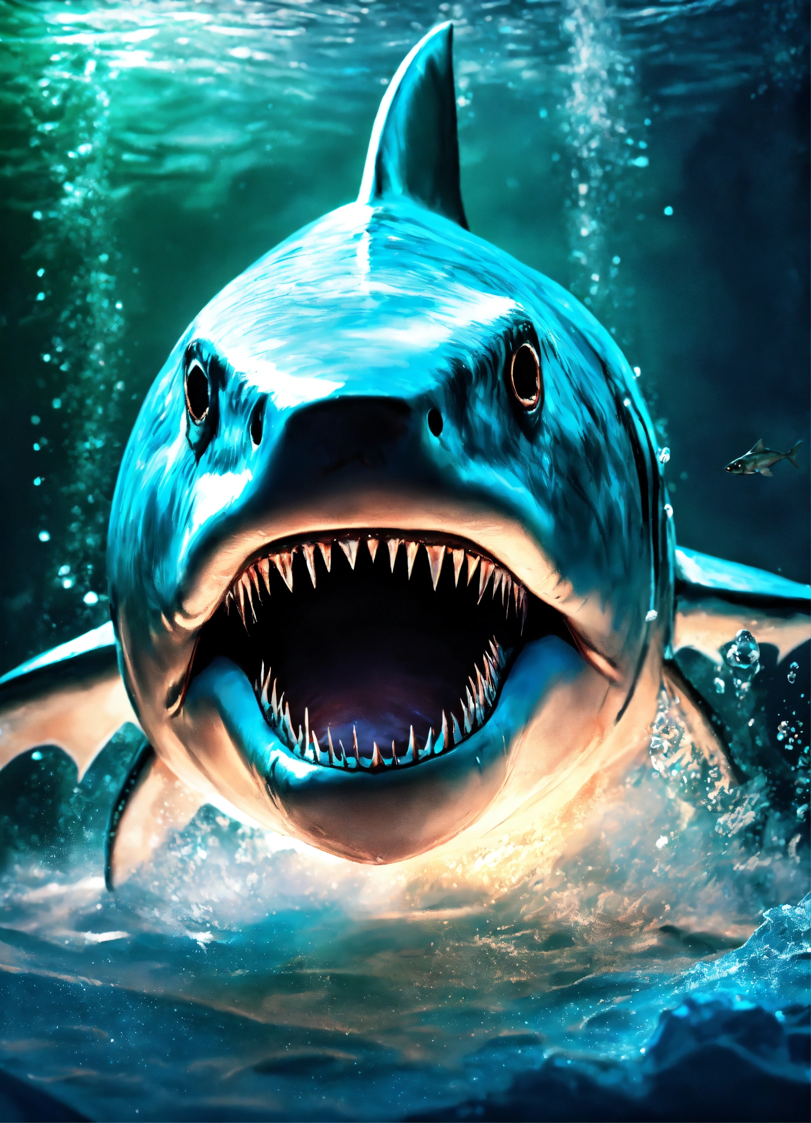 Lexica - Ice shark fish in cold water, icey and snowy, dnd, fantasy ...