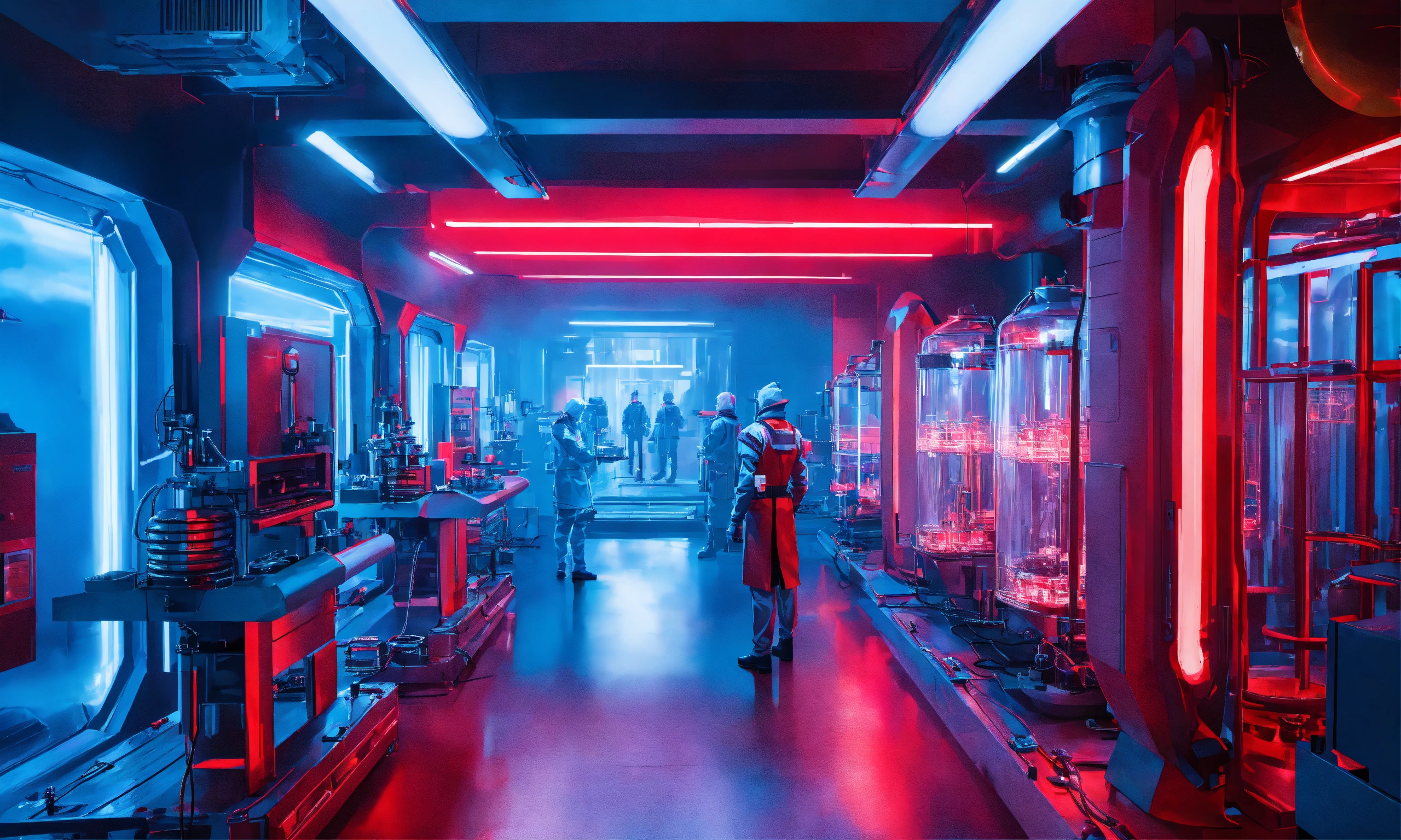 Lexica - Inside of a sci fi elf cloning laboratory with man sized vats ...