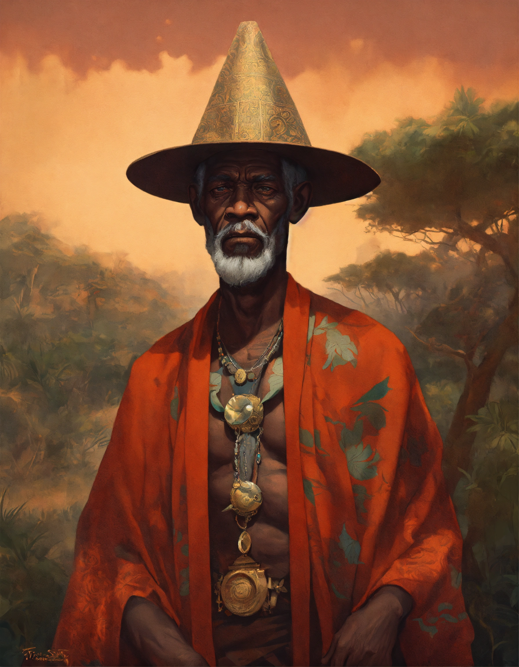 Lexica - A mysterious village seer african old man, cunning features a ...