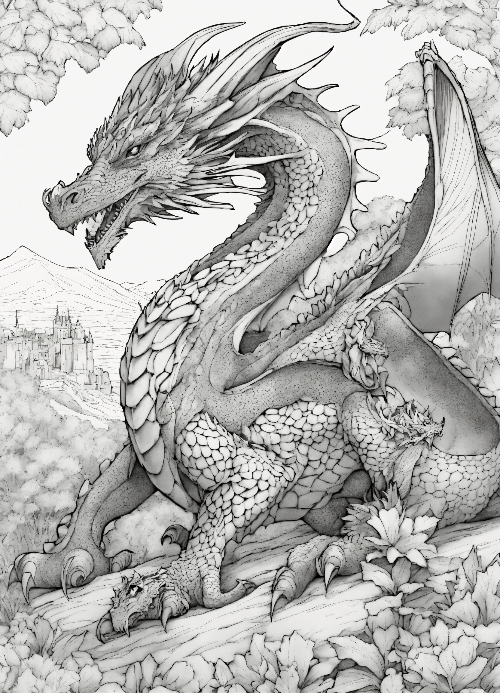 Lexica - Dragons fantasy coloring pages