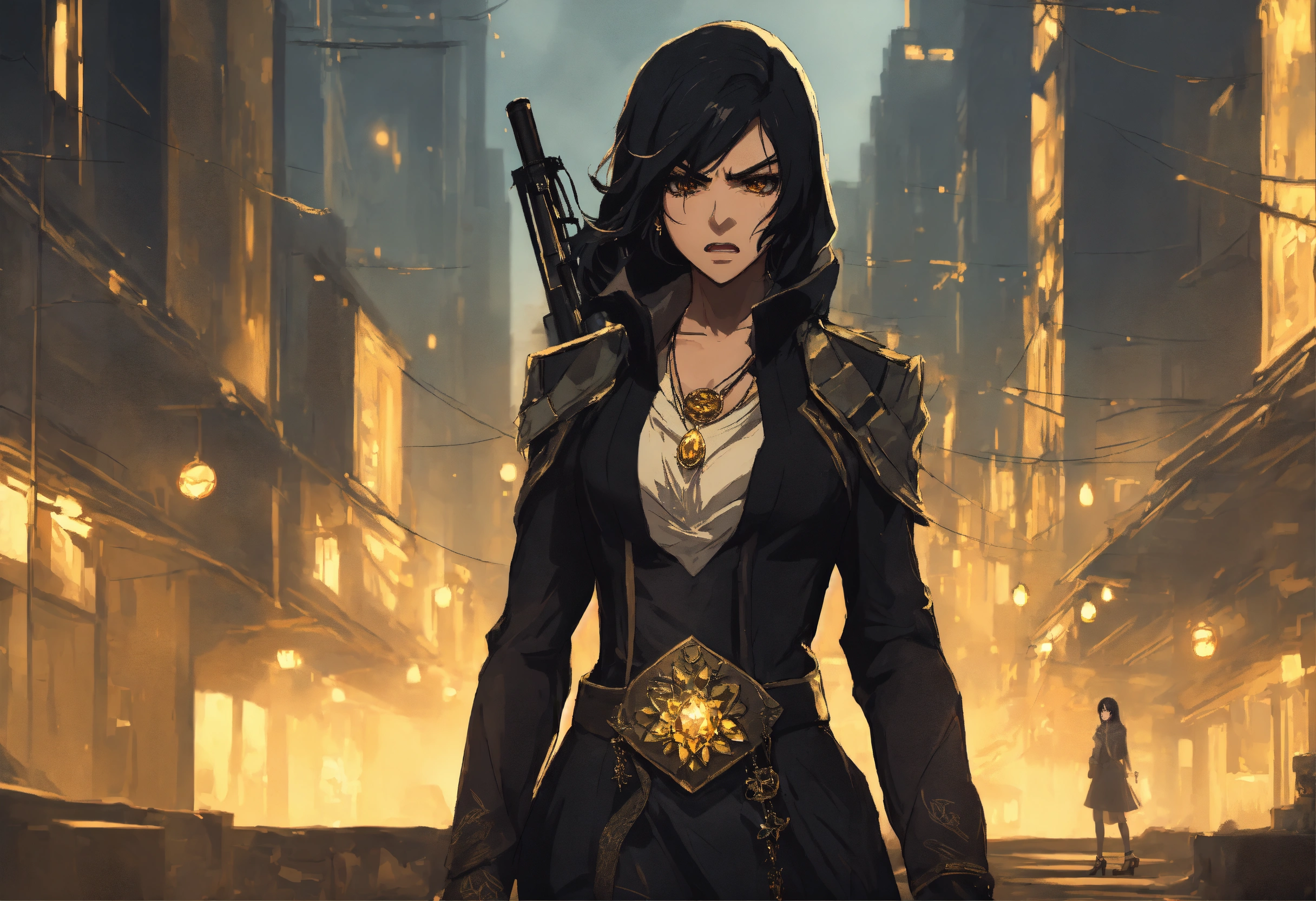 Lexica - Angry beautiful middle eastern assassin wearing a black and ...