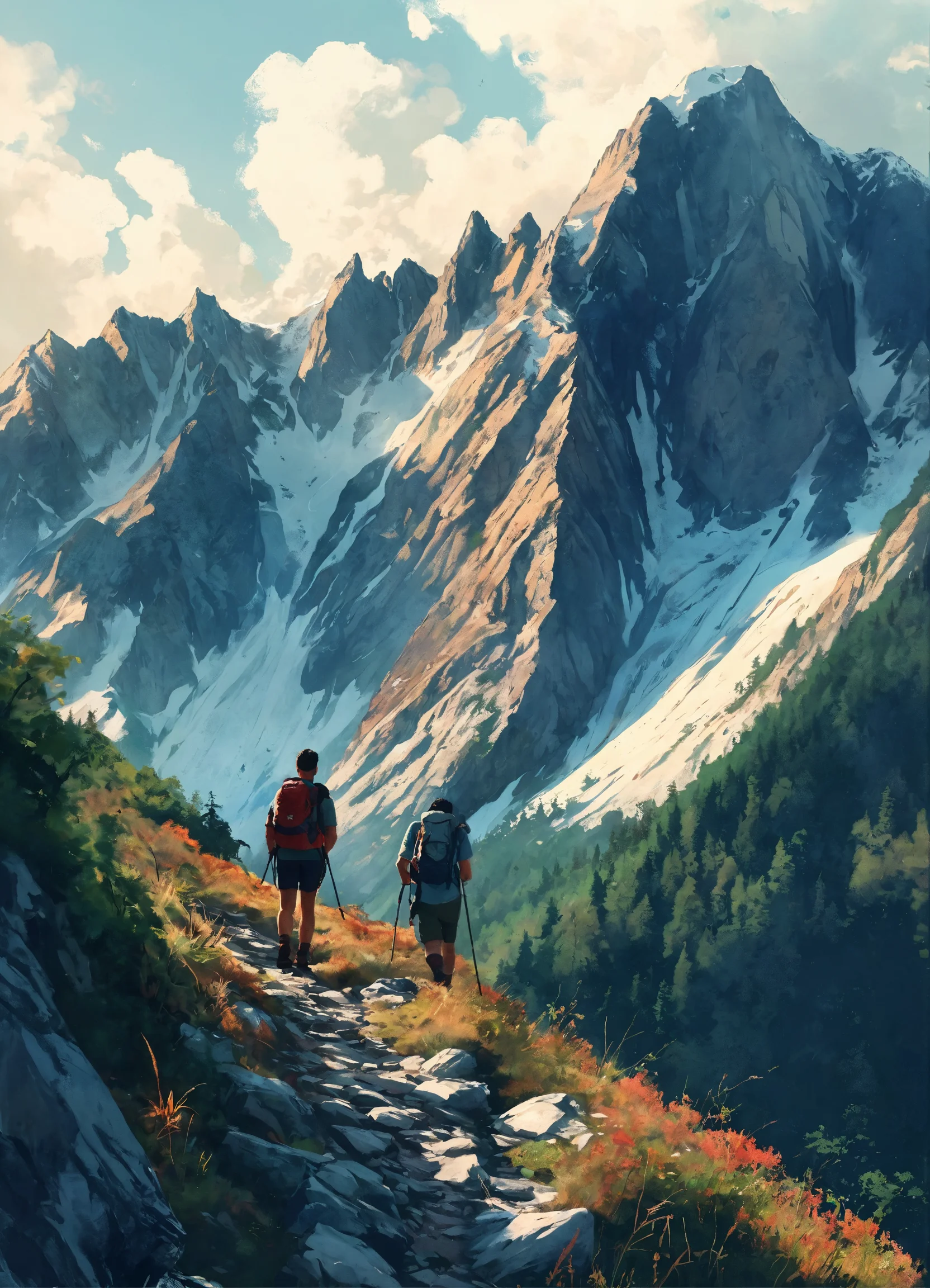 Lexica - 5 hikers polish english portuguese spanish chinese realistic ...