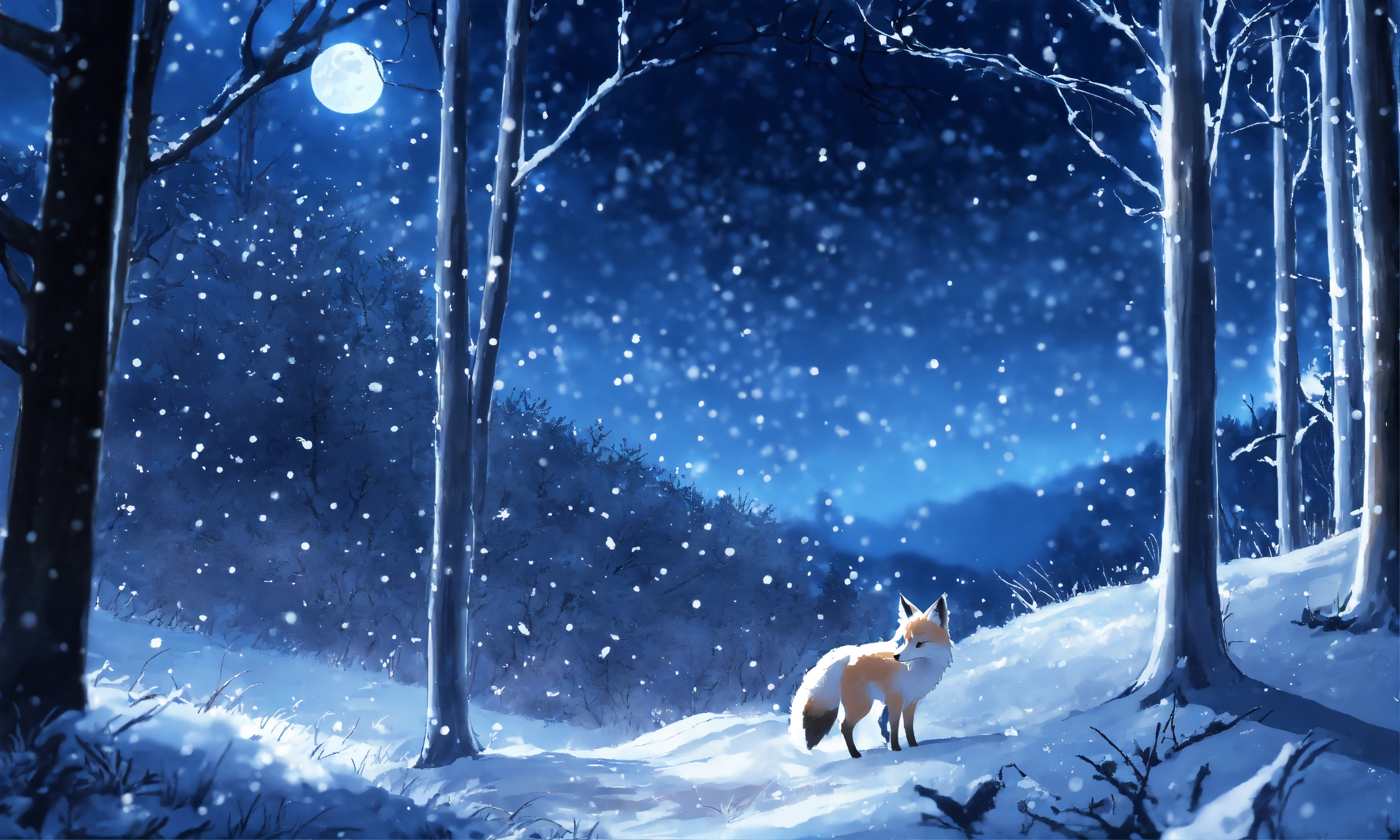 Lexica - White spotted Fox the wizard, fantasy, anime 90 style, snow ...