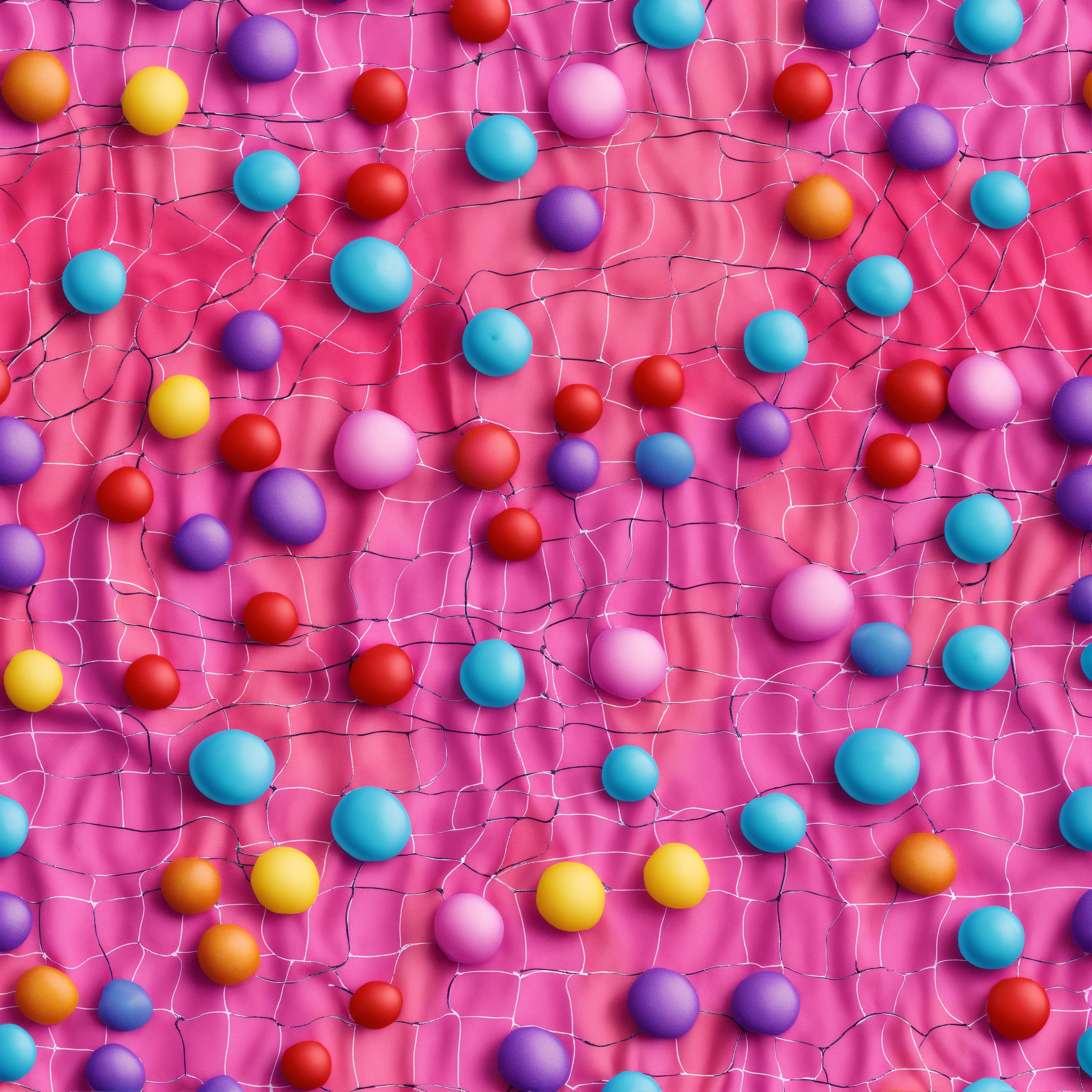 Lexica - Repeating pattern of gumdrops scattered on a polka dot pink ...