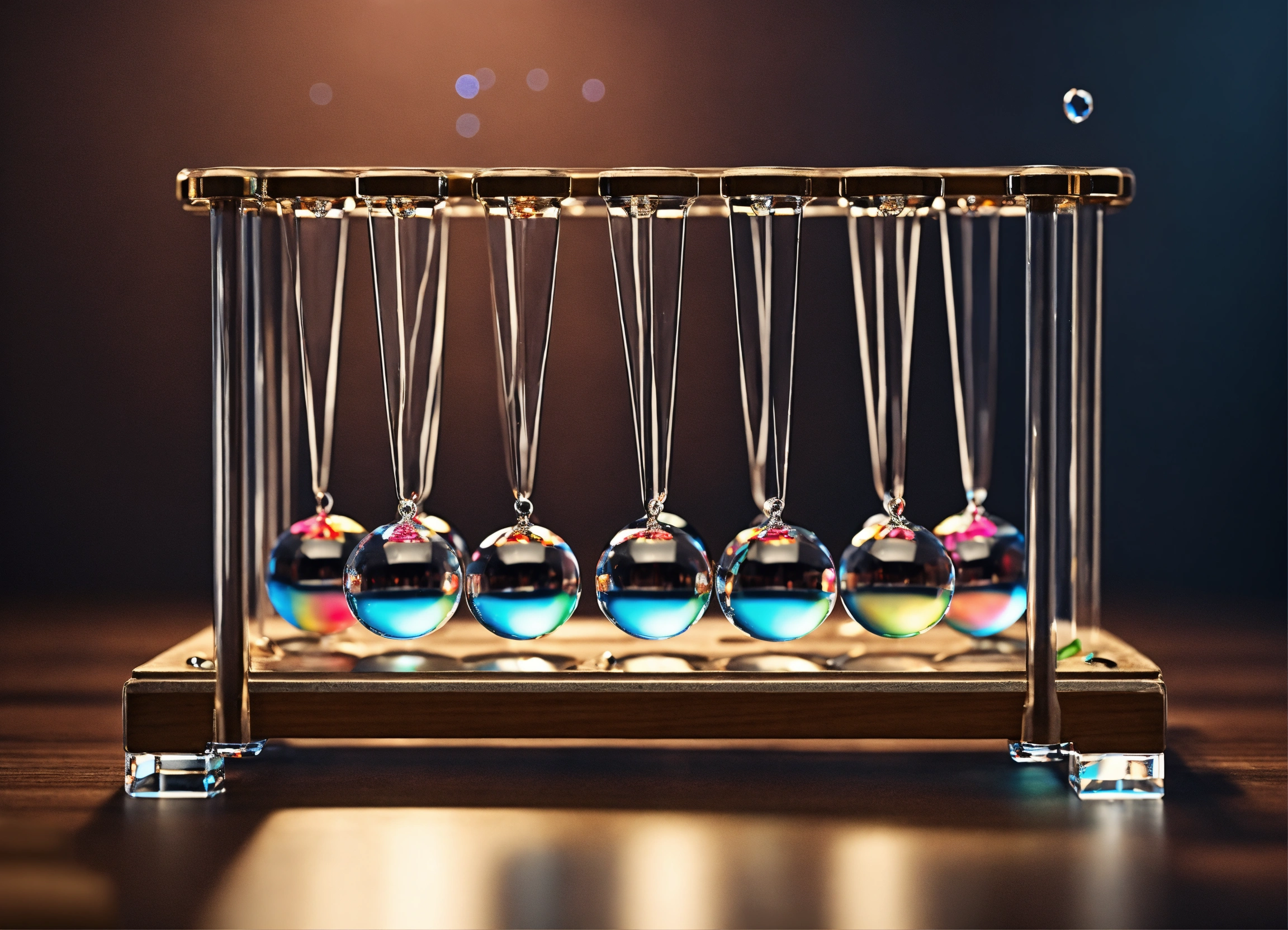 Lexica - Newtons cradle, five crystal clear transparent bouncing balls ...