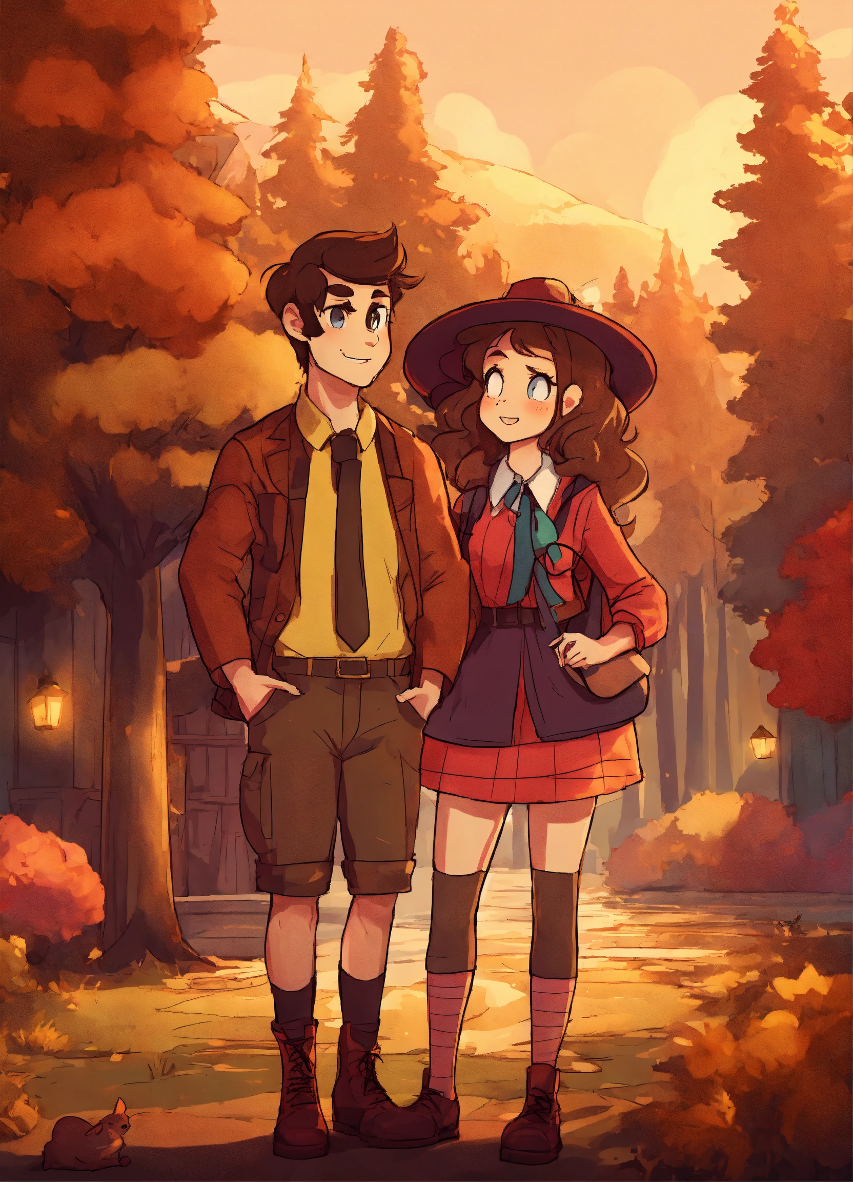 Lexica - Cute man and wooman , style Gravity Falls