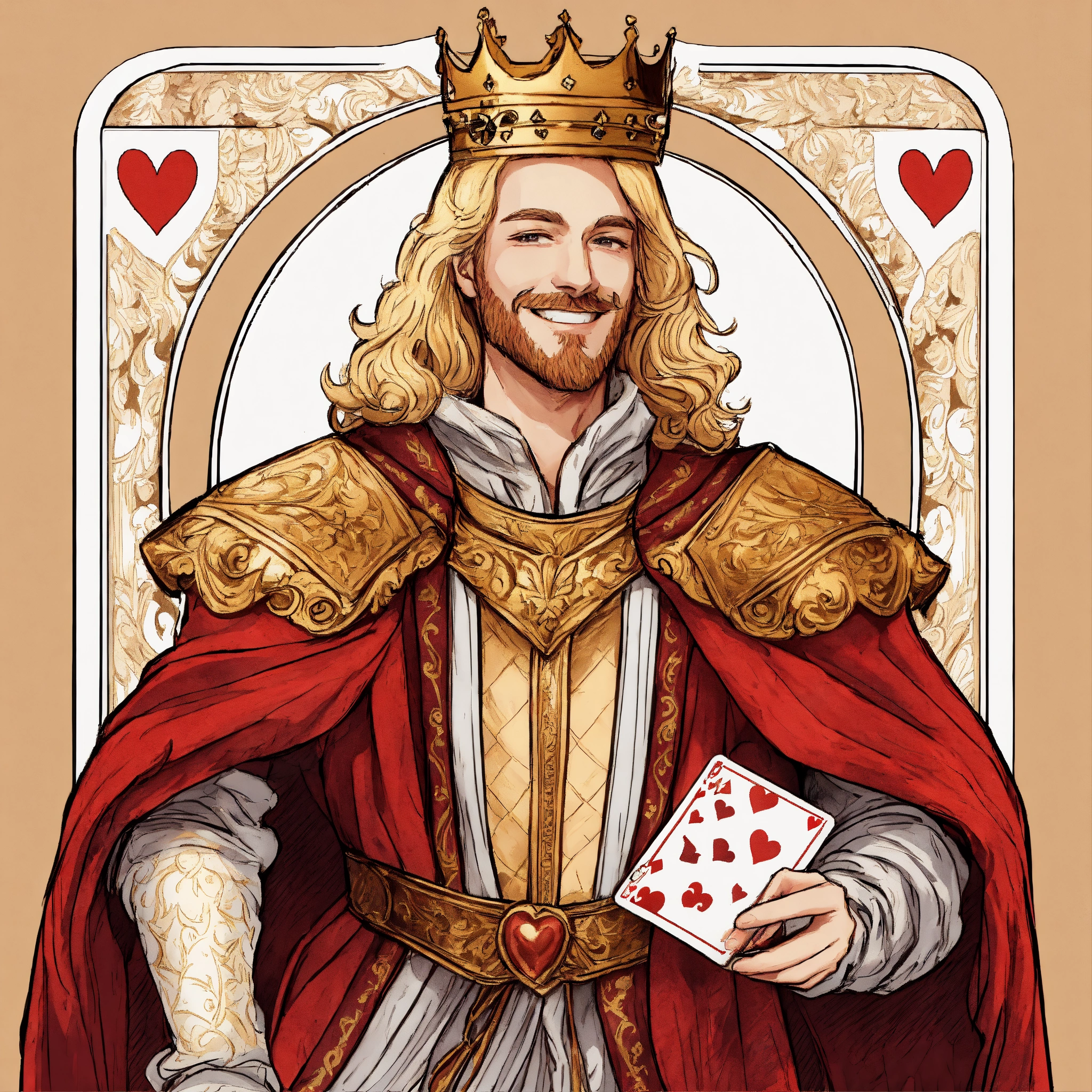 Lexica - Sketch of handsome smiling blonde king with a big fancy ...