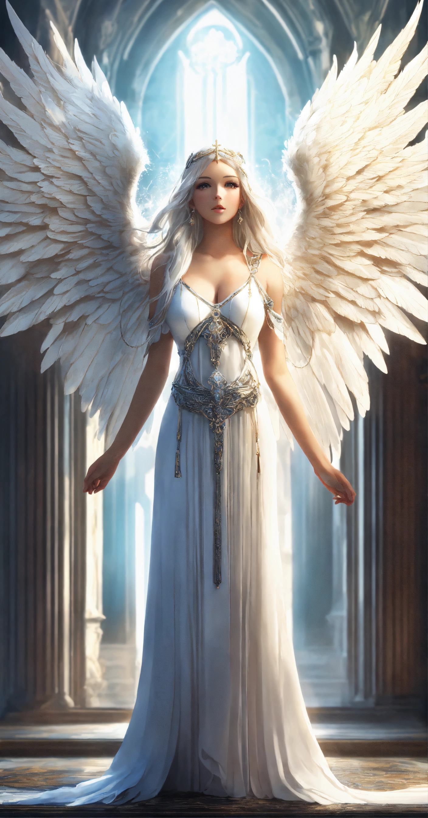 Lexica - Beautiful and perfect Angel Priestess woman with white angel ...