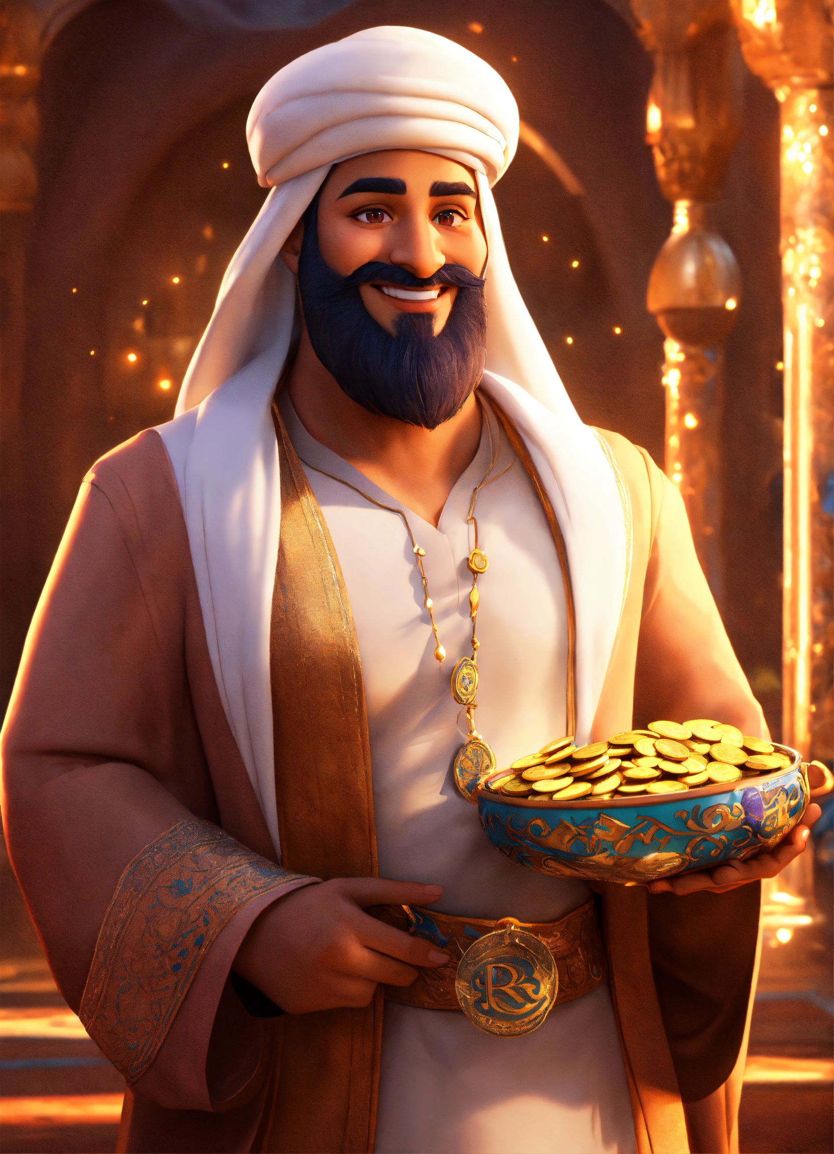 Lexica - Create a 3D rendering of a wealthy Arab male sheikh from Dubai ...