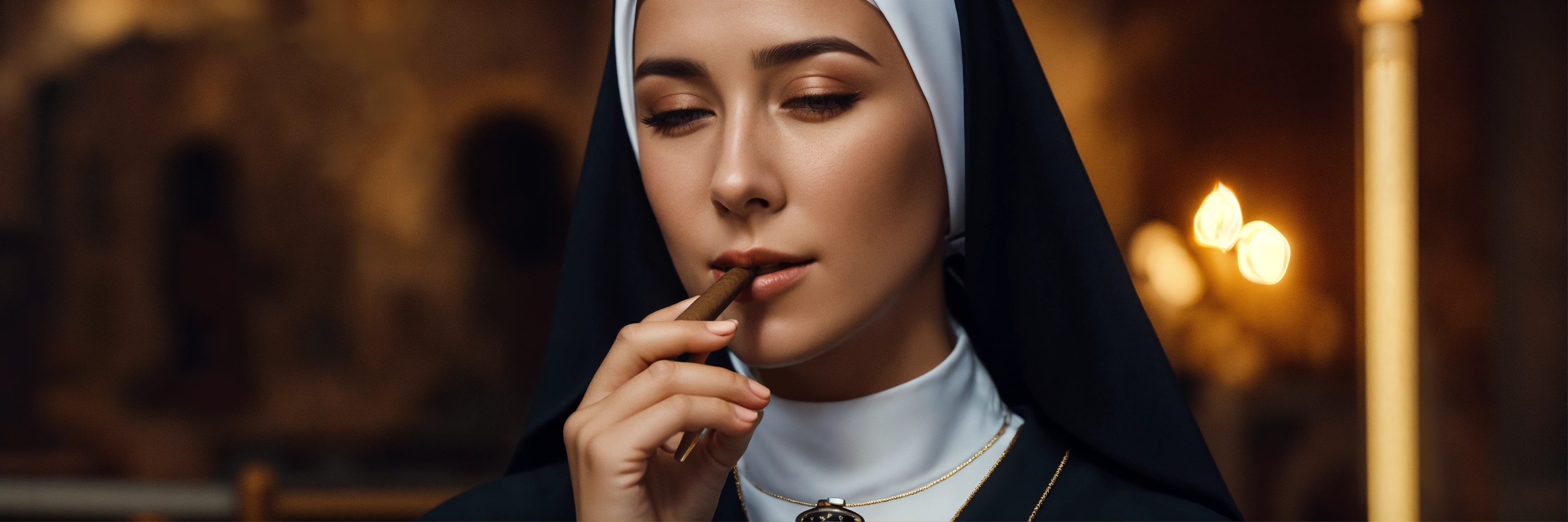 Lexica - Young beautiful catholic beautiful catholic nun light a cigar ...