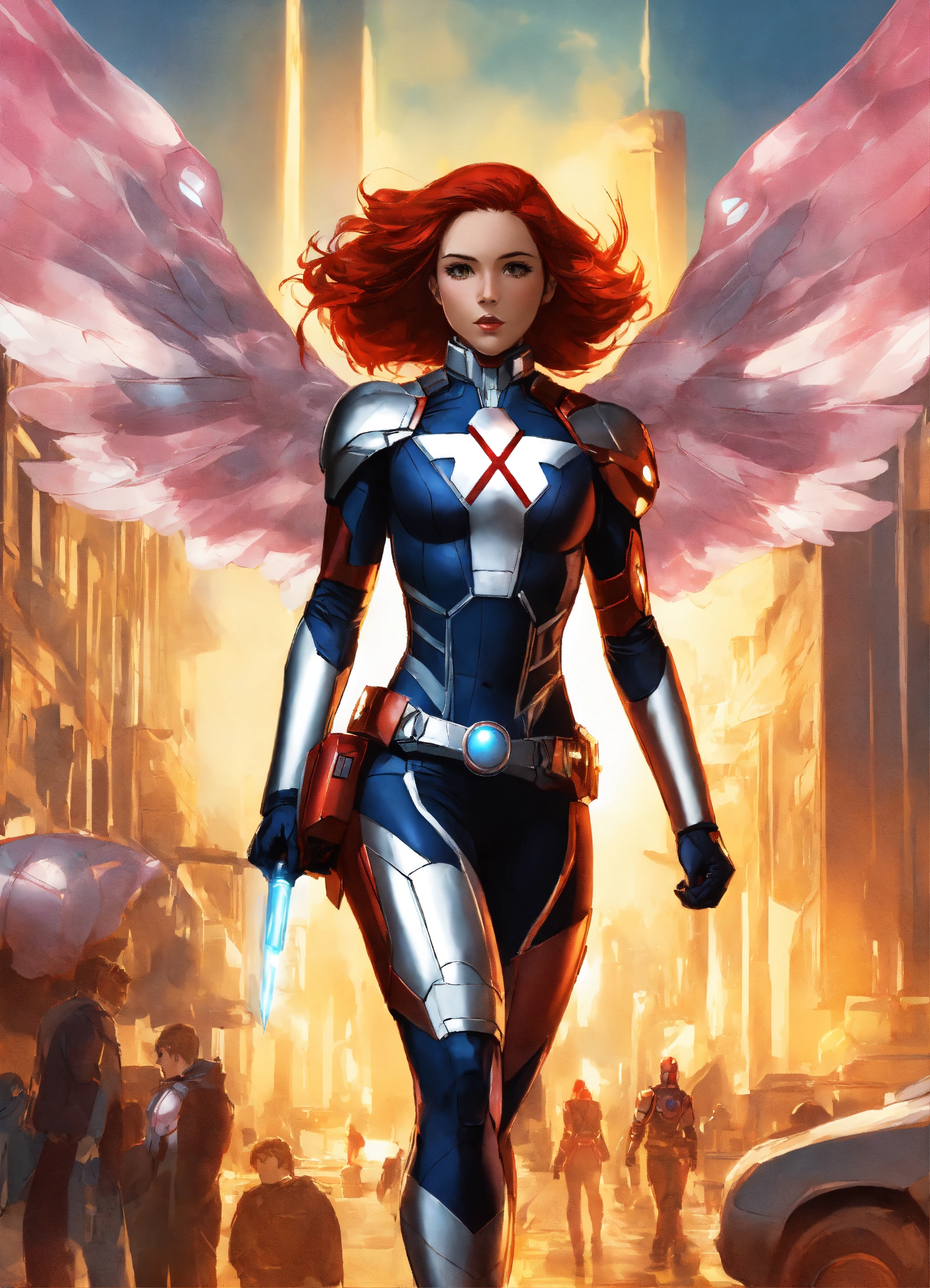 Lexica - Female X-Men Shadowcat with red hair wearing white metal Iron ...