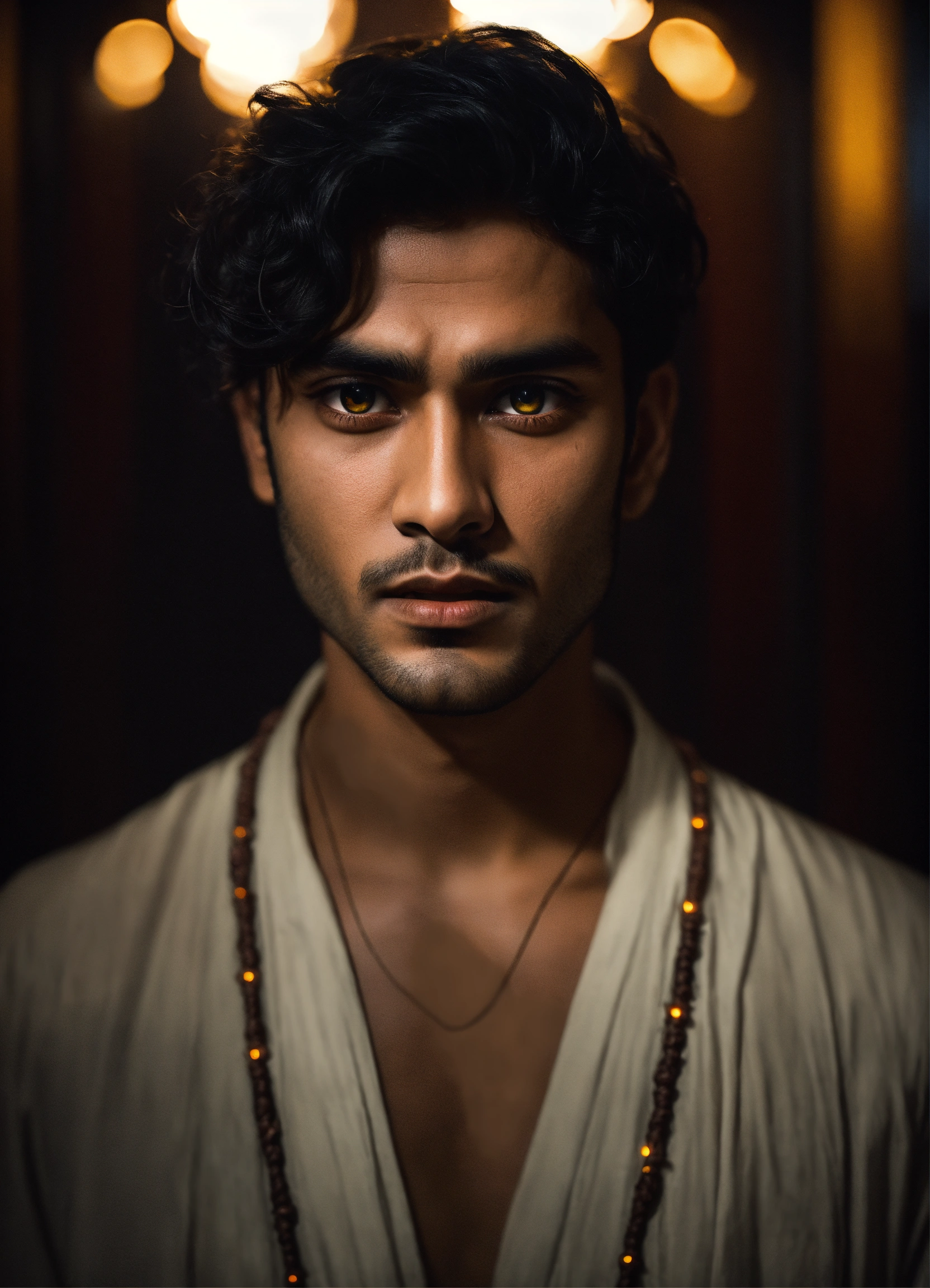 Lexica - Dramatic headshot of a young handsome evil South Asian ...