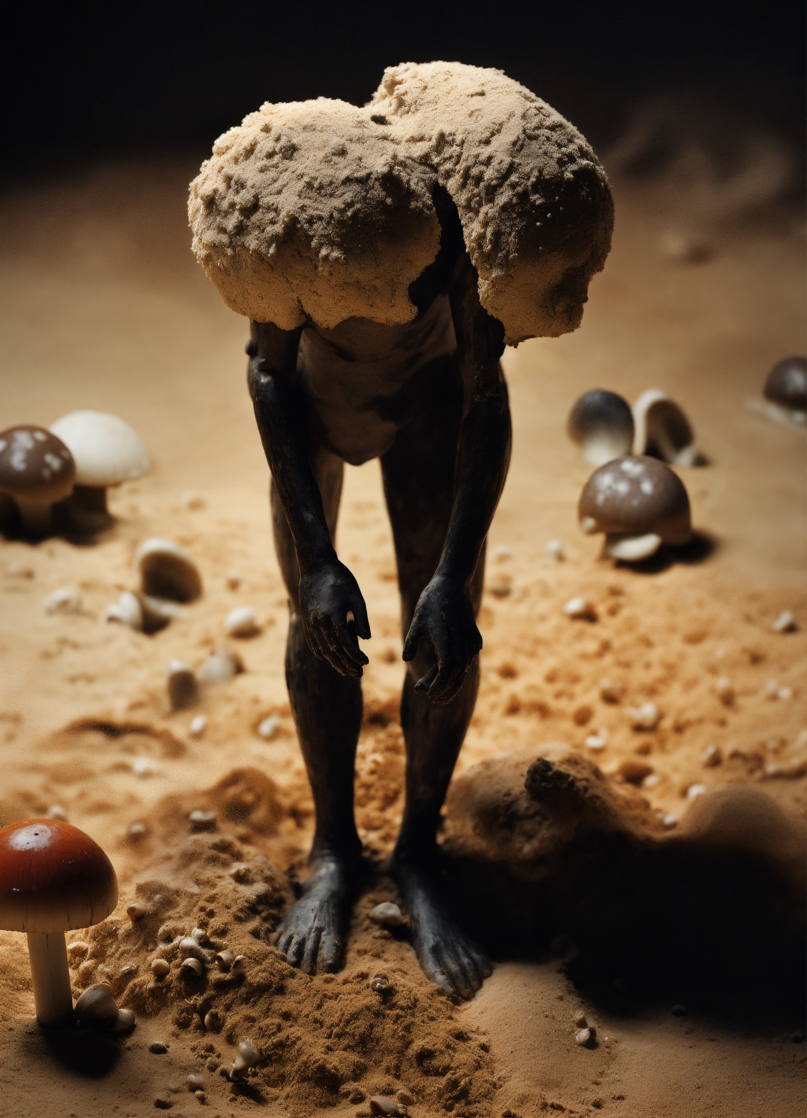 Lexica - A rotten wood sculpture of a abstract simple human body in a ...