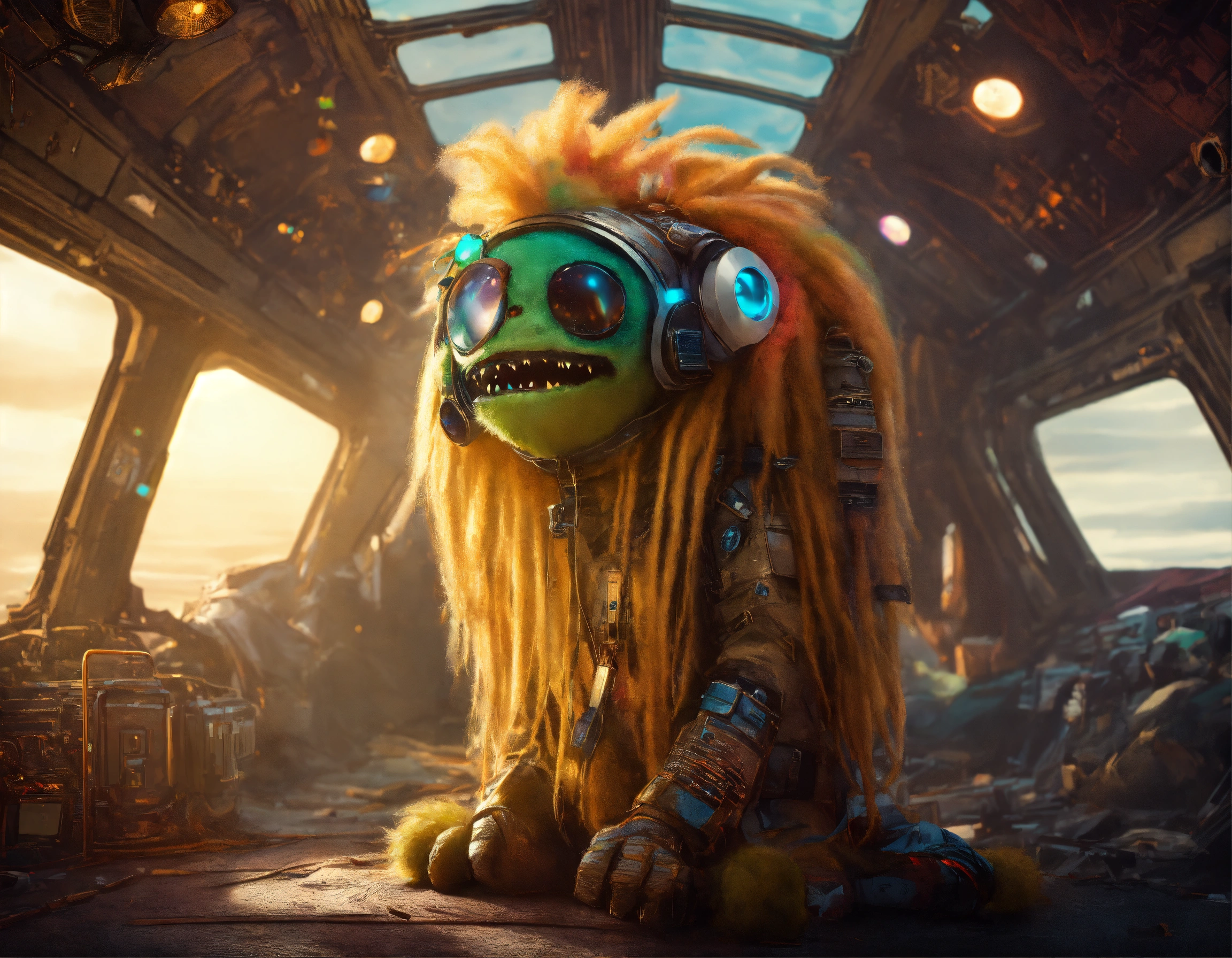 Lexica - Wild funky fuzzy monster with long hair and stylish space ...